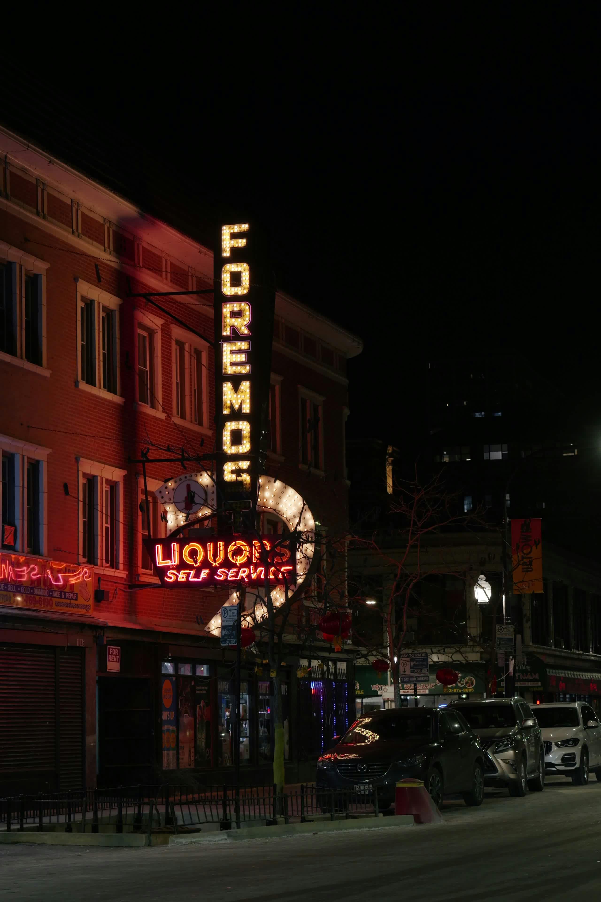 Nighttime Neon Sign on Chicago Street Free Stock Video Footage, Royalty ...