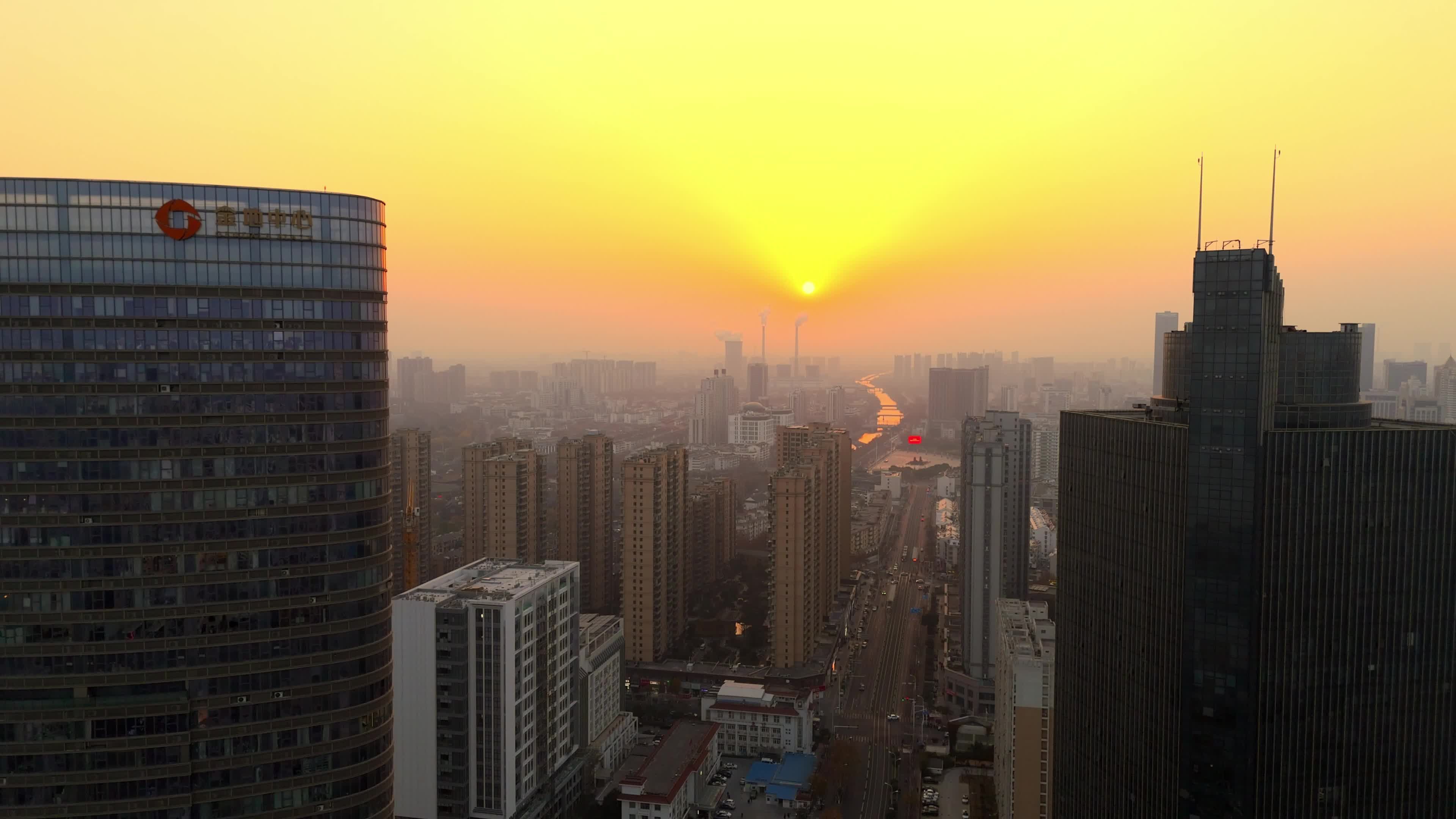 Elevated Urban View with Glowing Sunset Free Stock Video Footage ...