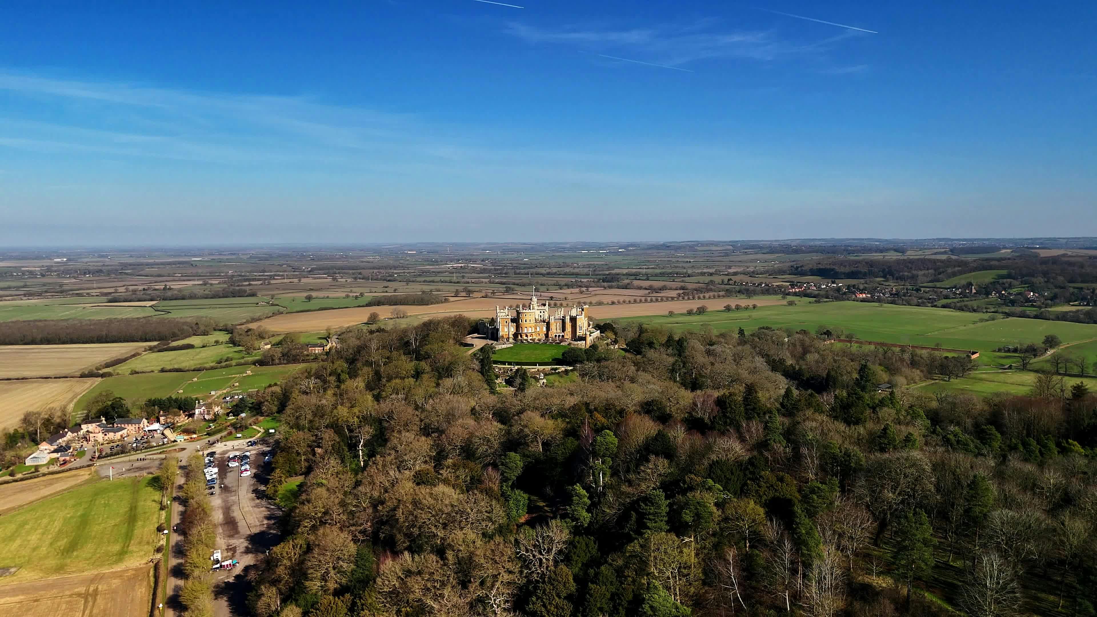 Aerial View of Scenic Castle and Countryside Free Stock Video Footage ...