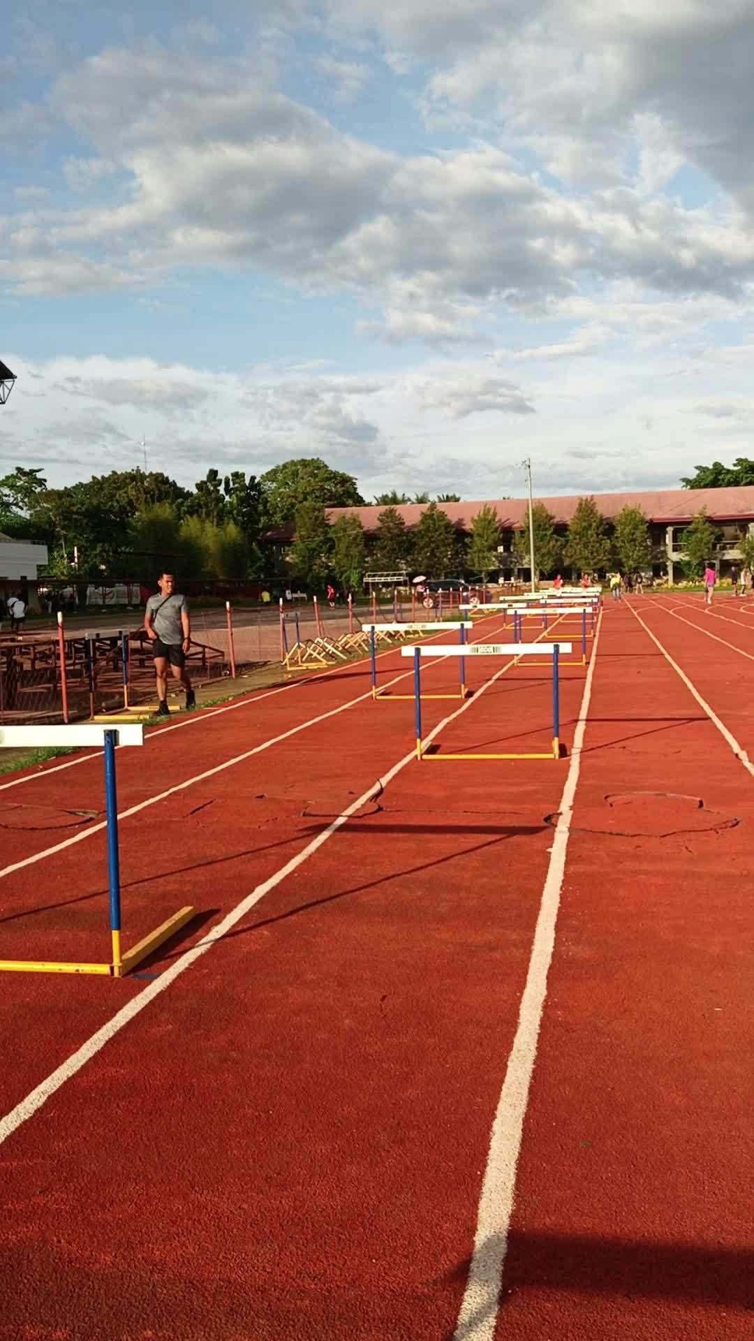 Athlete Training on Outdoor Track Hurdles Free Stock Video Footage ...