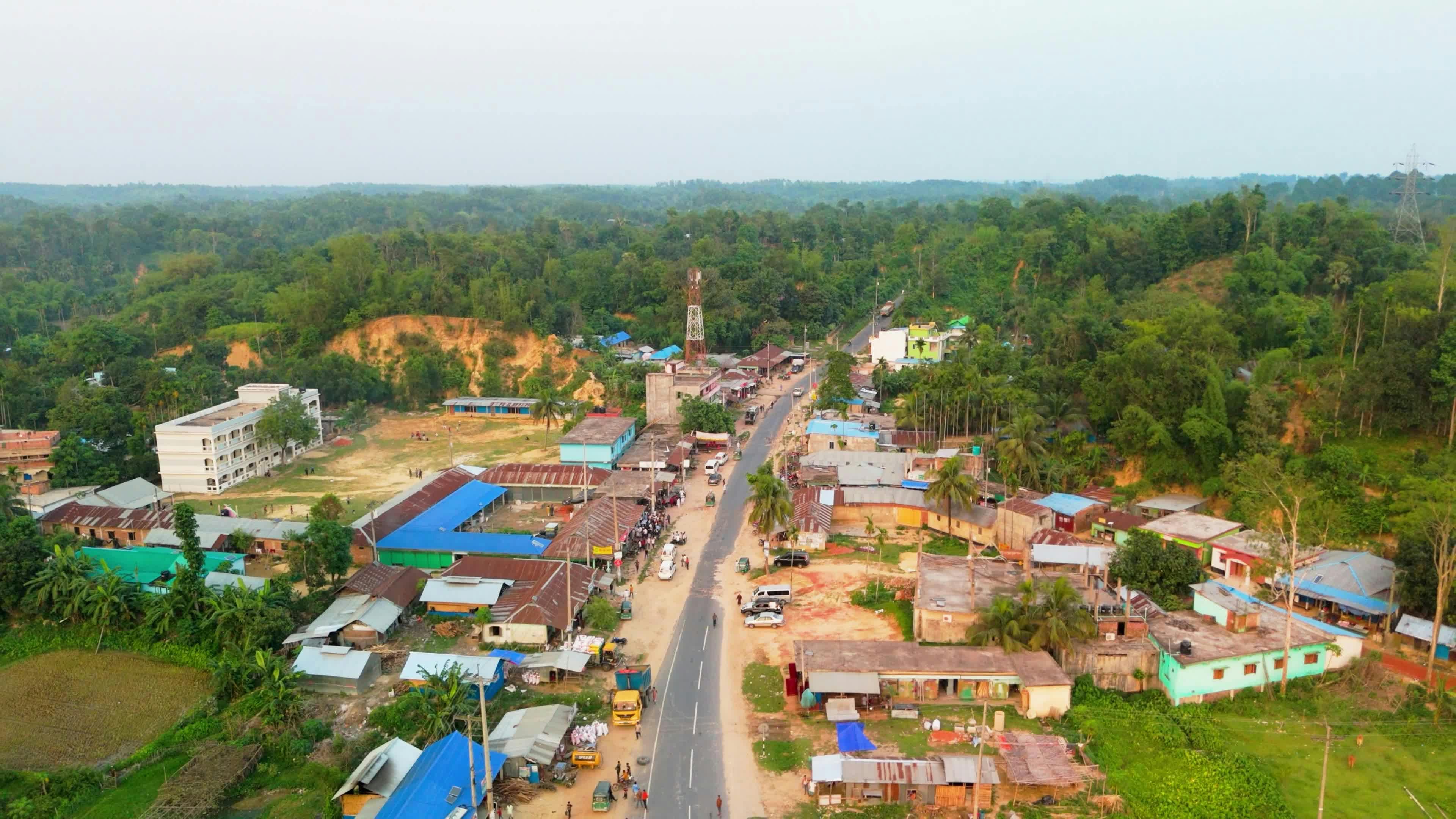 Aerial View of Rural Fatikchhari Landscape Free Stock Video Footage ...