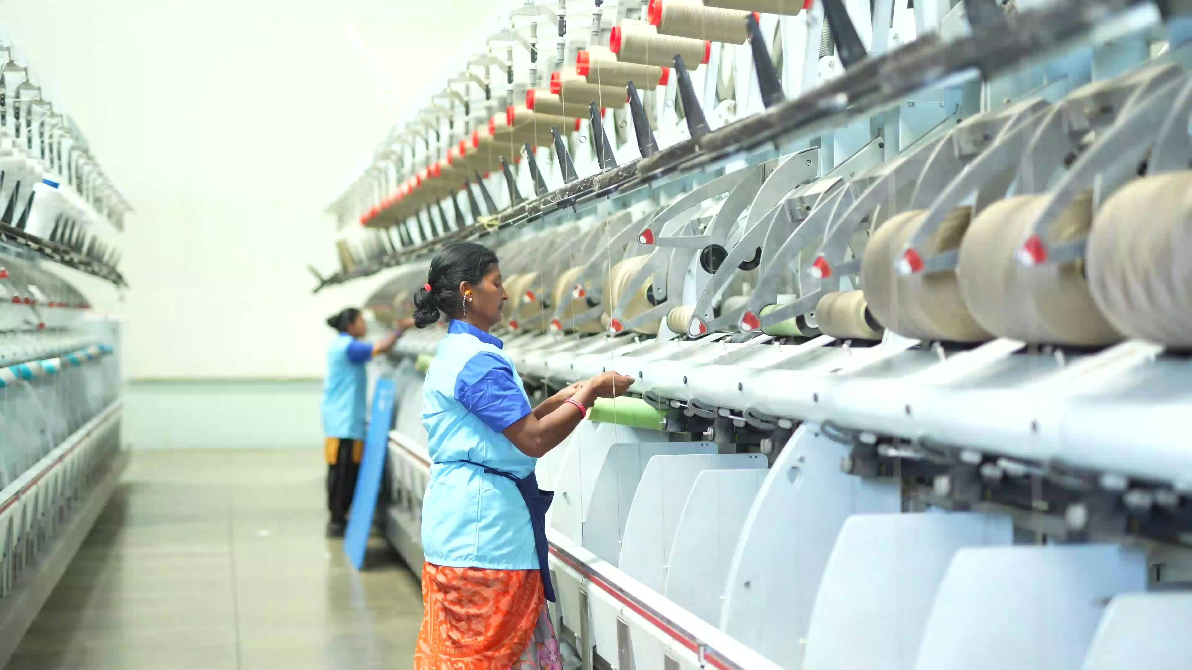 Textile Factory Workers Operating Machines Free Stock Video Footage ...