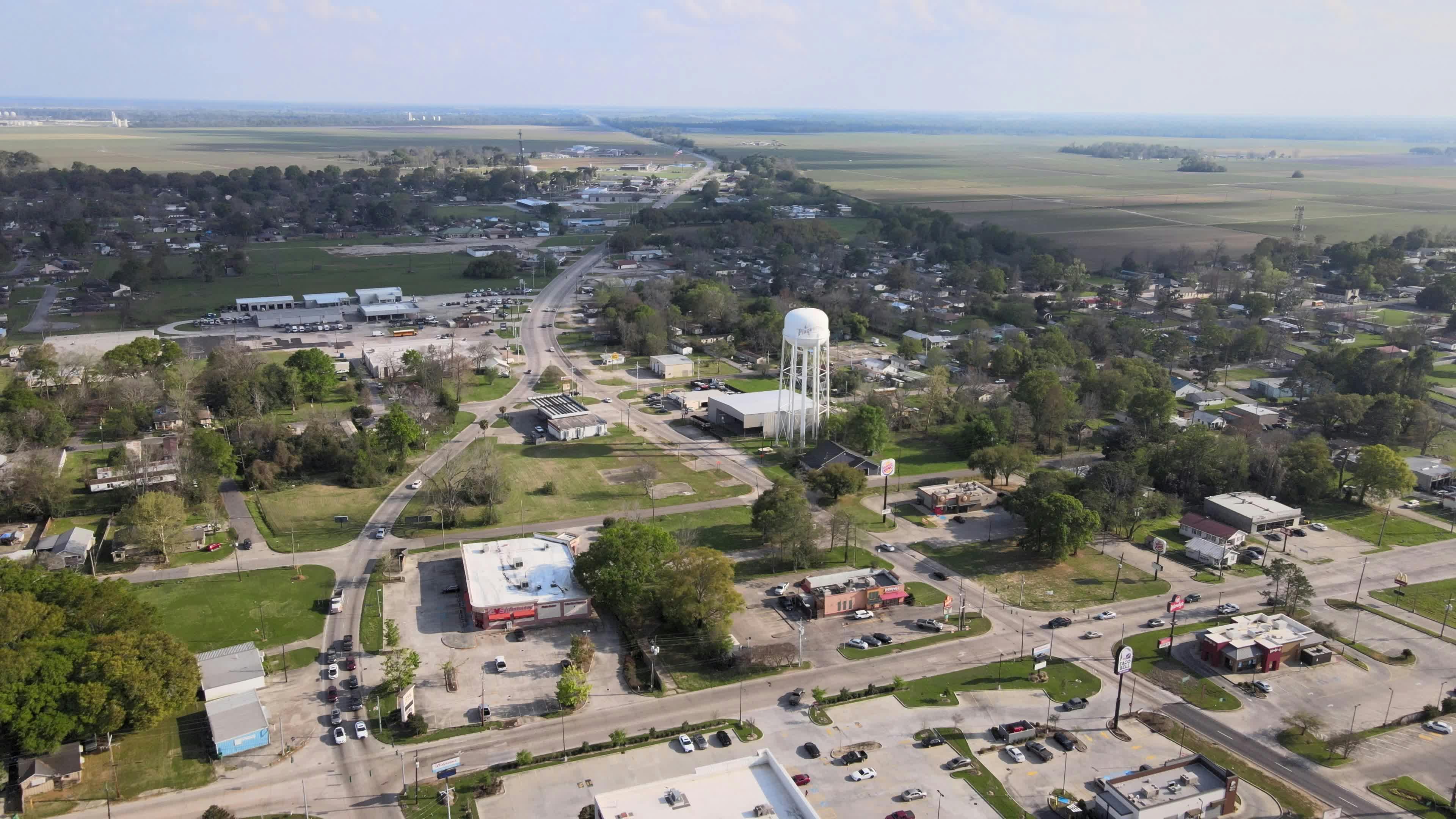 Aerial View of Small Town and Water Tower Free Stock Video Footage ...