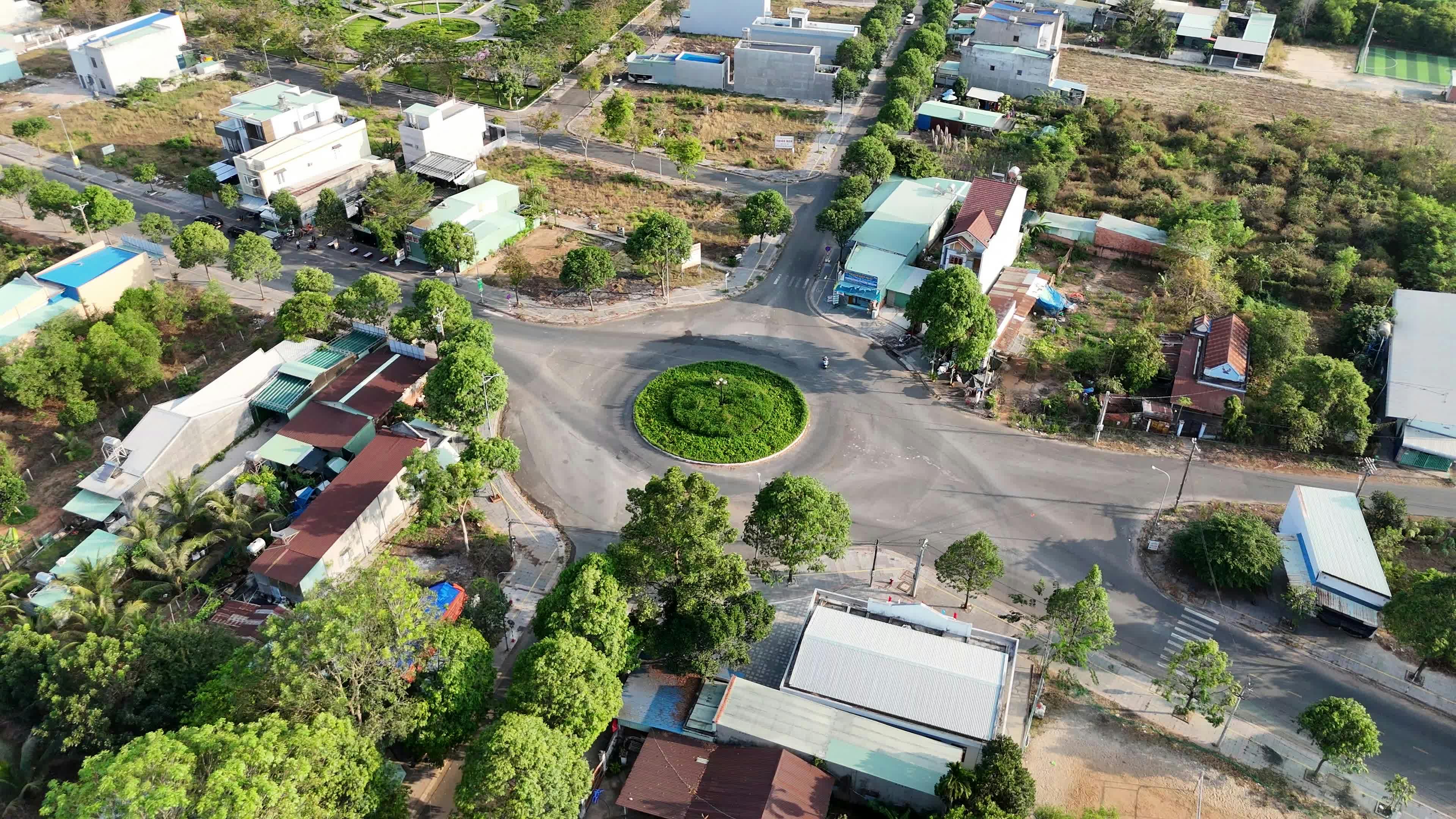 Aerial View of Lush Suburban Roundabout Free Stock Video Footage ...