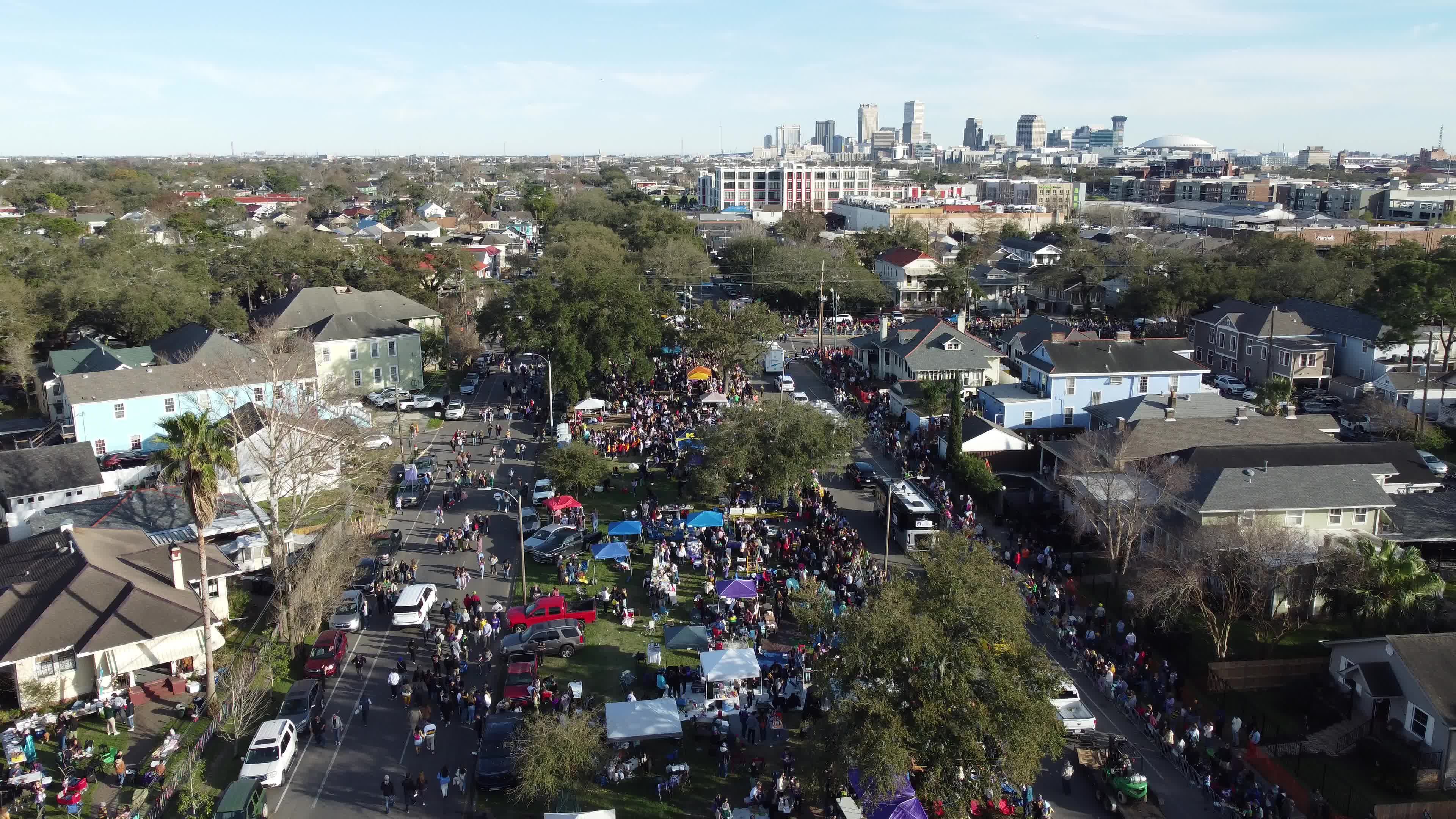 Aerial View of Mardi Gras Parade in New Orleans Free Stock Video ...