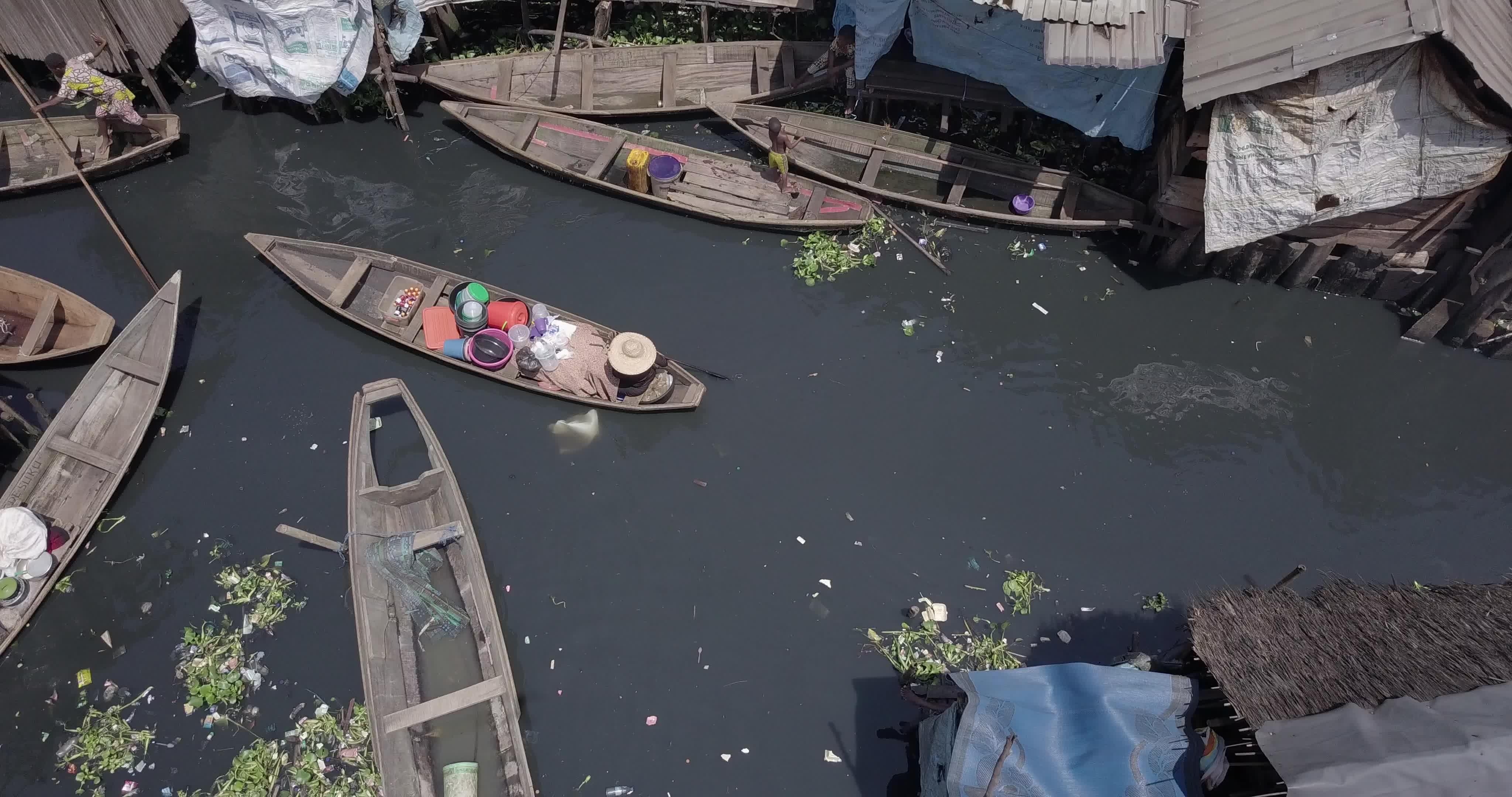 Aerial View of Lagos Floating Slum Community Free Stock Video Footage ...