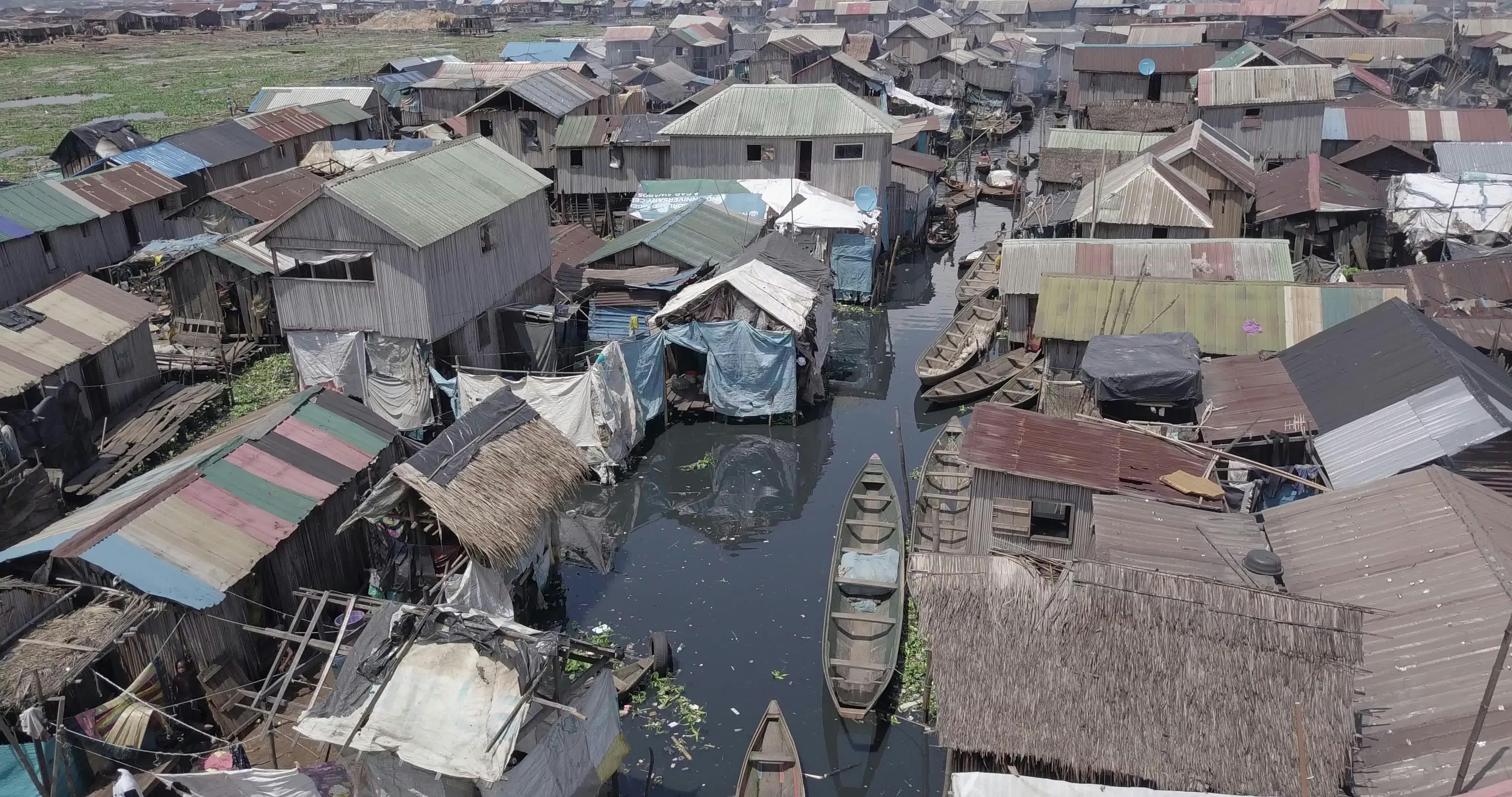 Aerial View of Lagos Waterfront Slum in Nigeria Free Stock Video ...