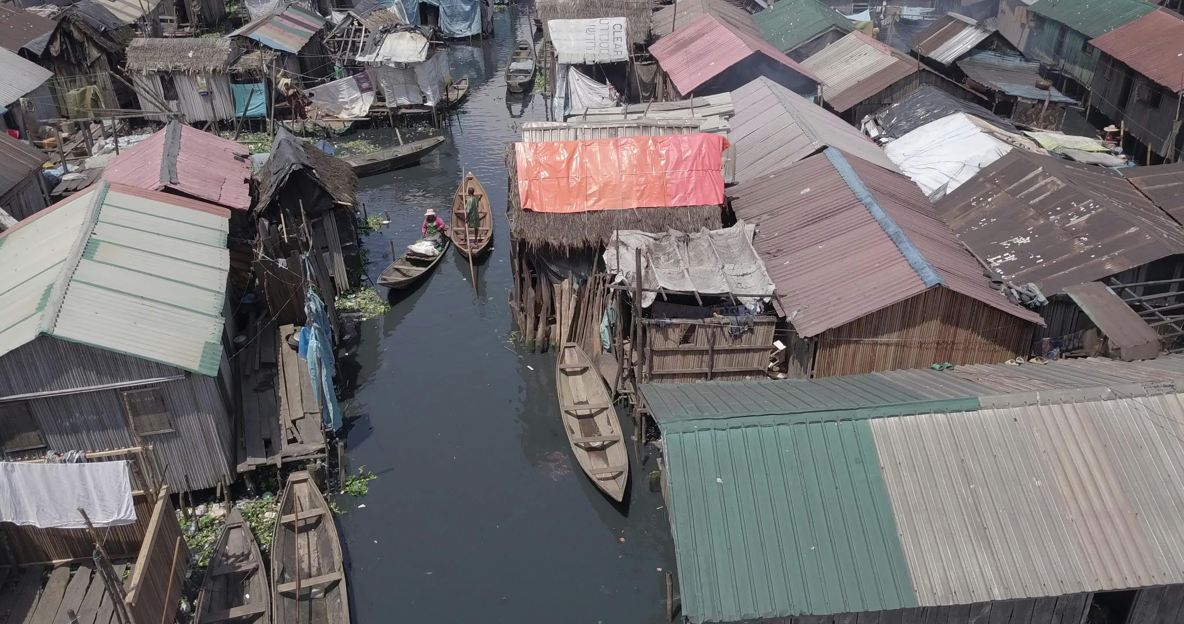 Aerial View of Lagos Waterfront Slum in Nigeria Free Stock Video ...