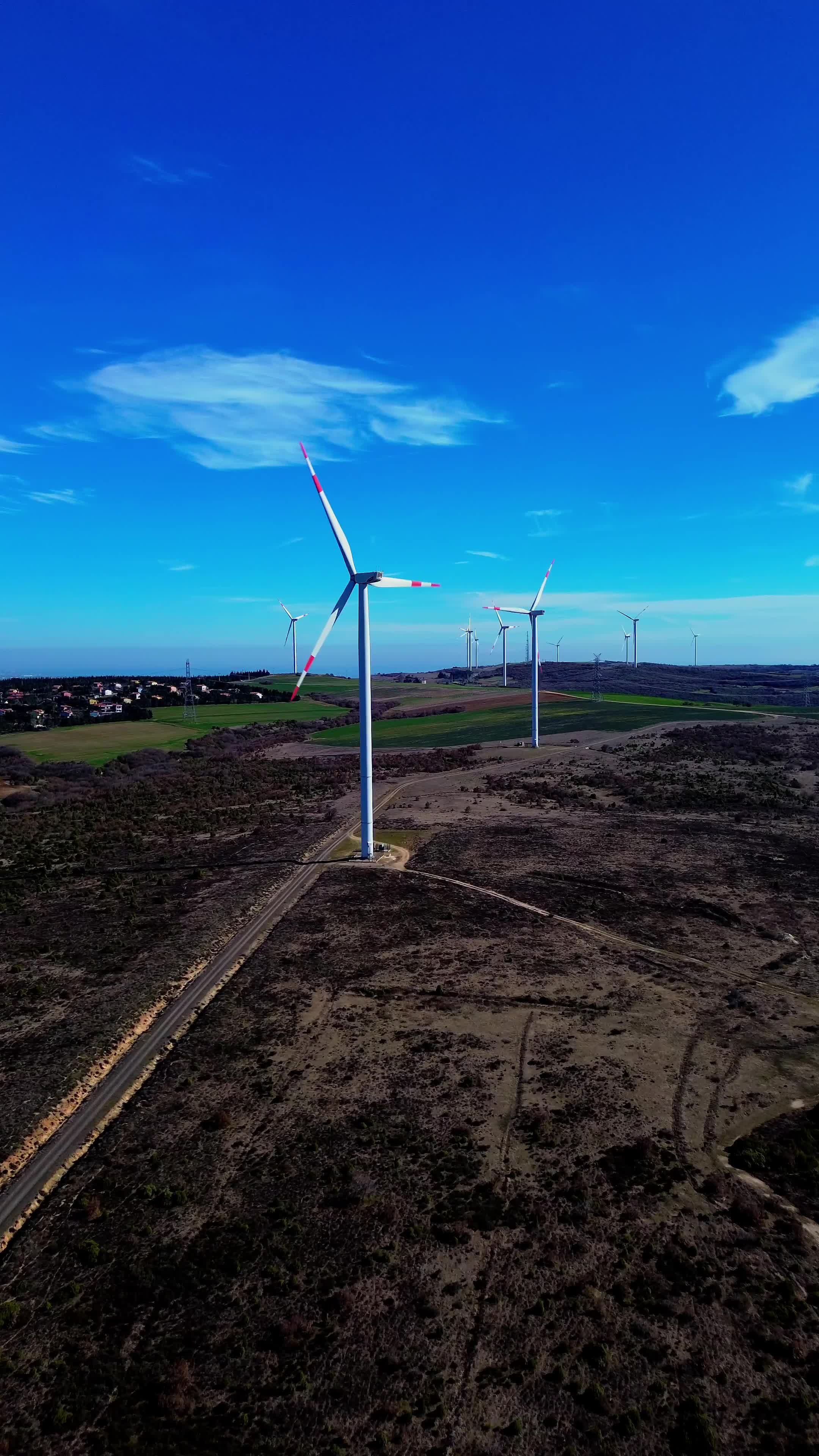 4K Drone Aerial View of Wind Turbines Free Stock Video Footage, Royalty ...