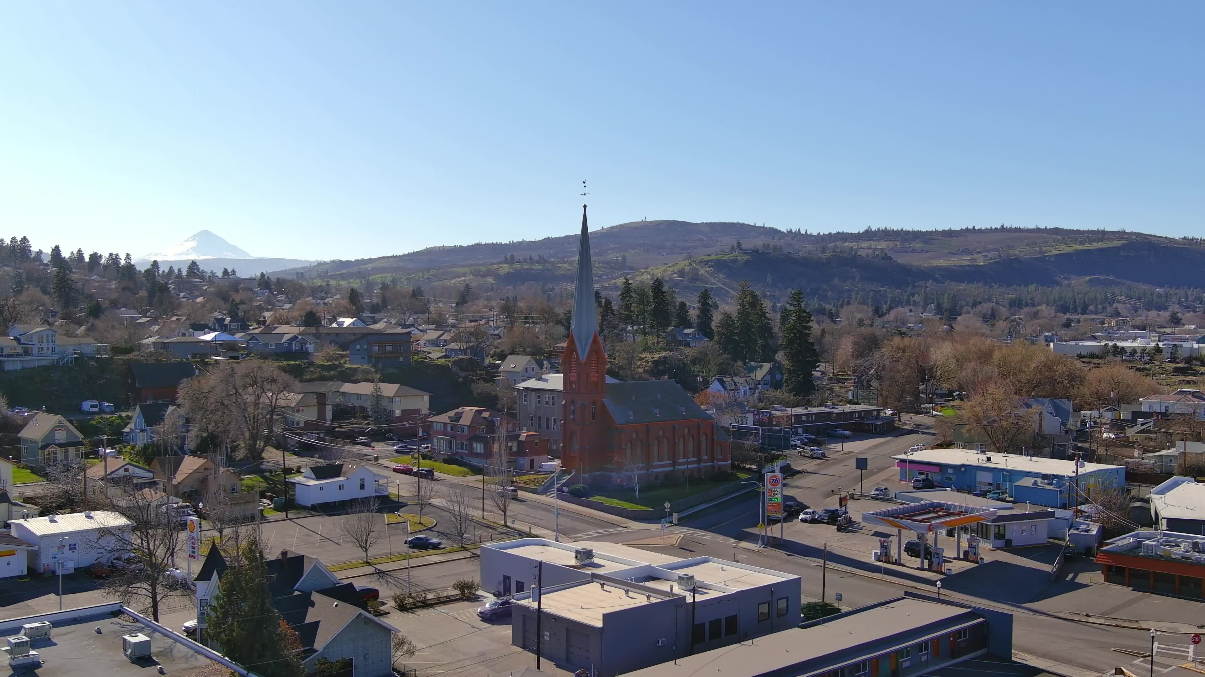 Aerial View of Historic Church in The Dalles, Oregon Free Stock Video ...