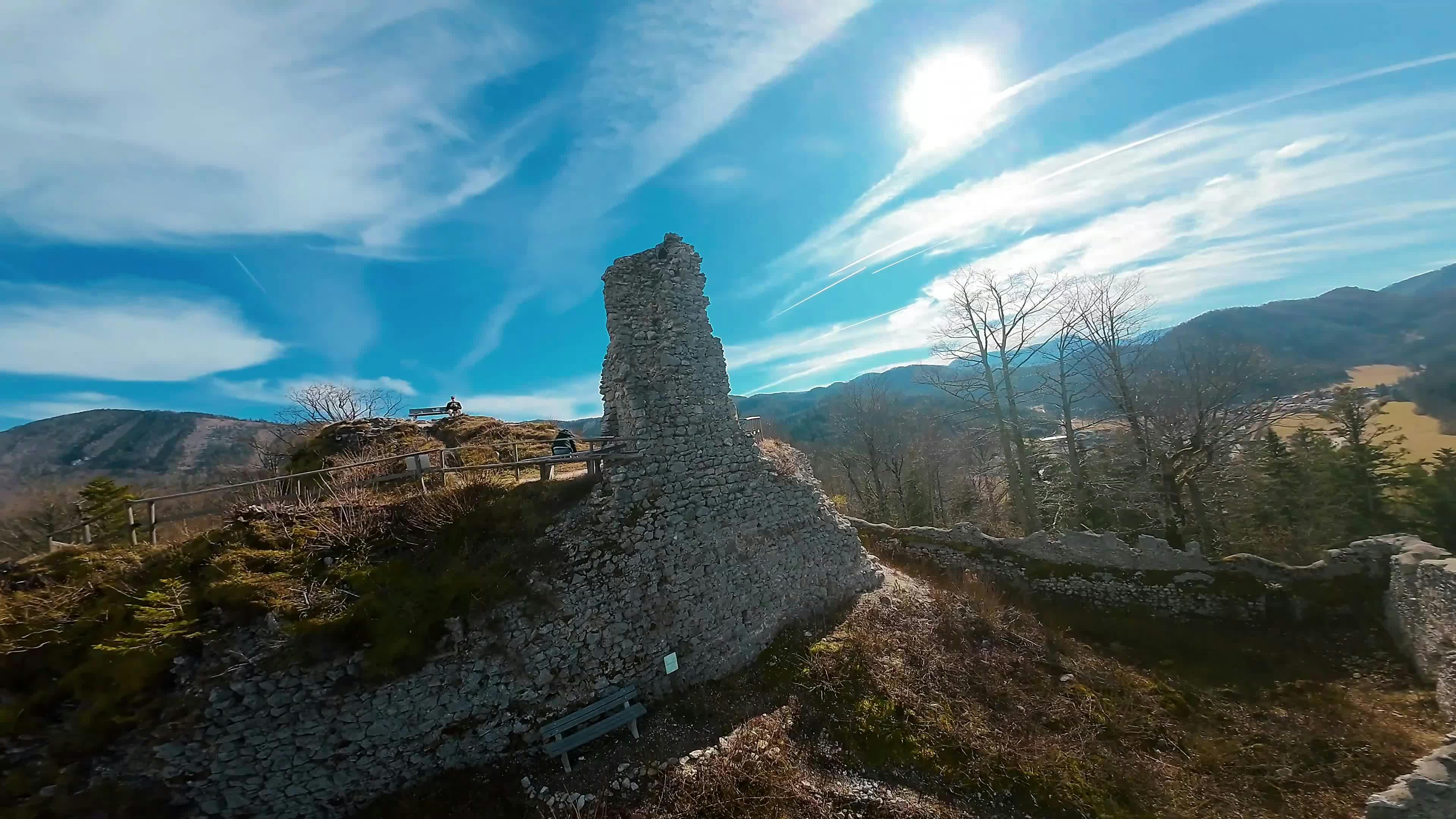 Drone Footage of Ancient Ruins in Scenic Mountains Free Stock Video ...