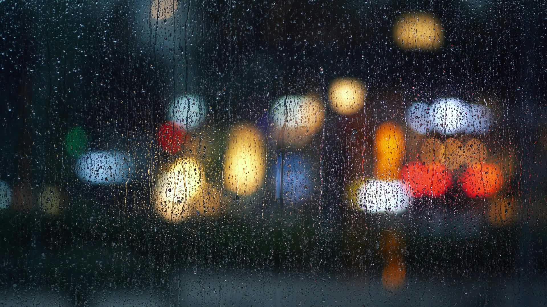 Raindrop Reflections on Nighttime Metro Glass Free Stock Video Footage ...