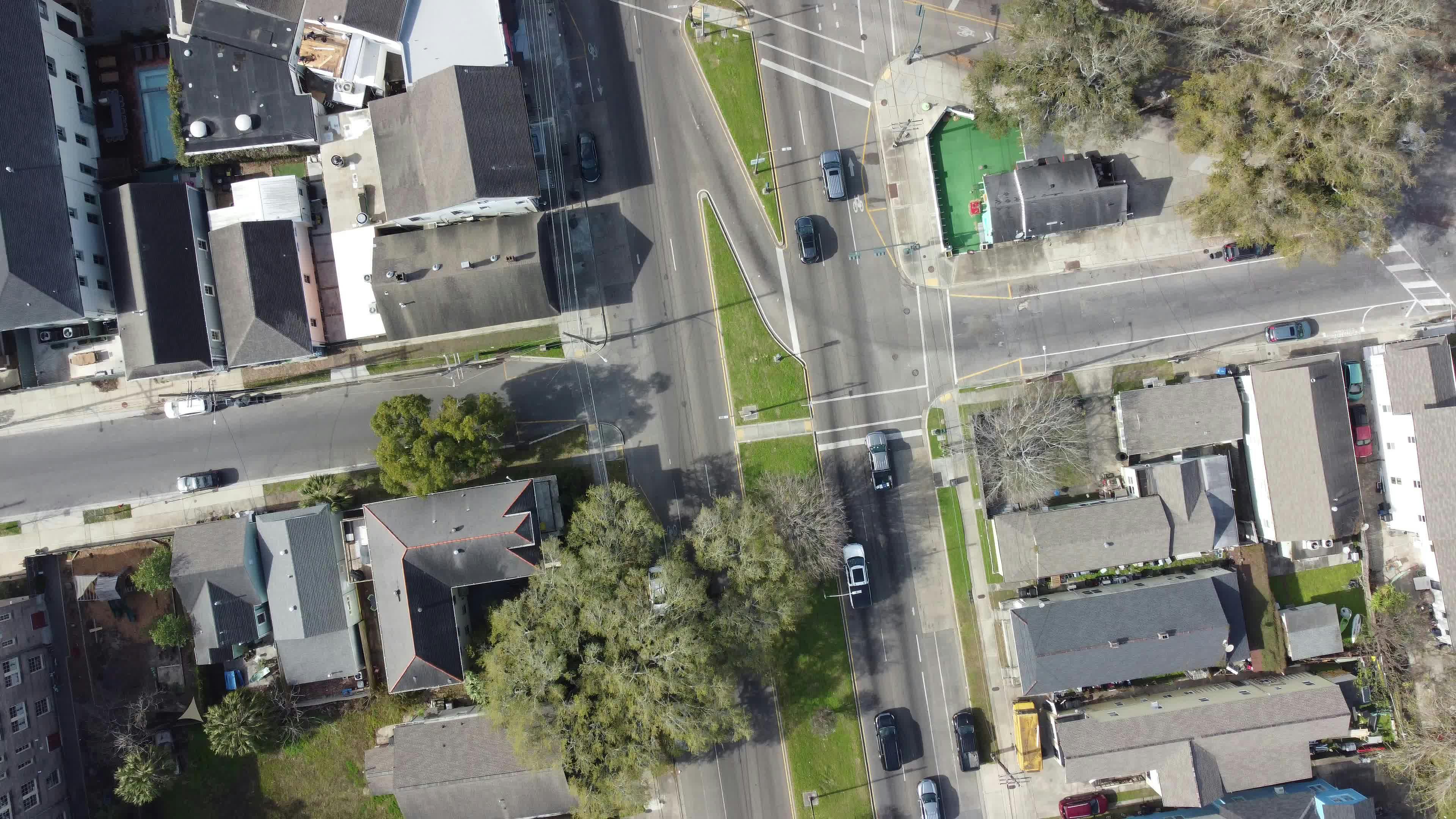 Aerial View of New Orleans Street Intersection Free Stock Video Footage ...