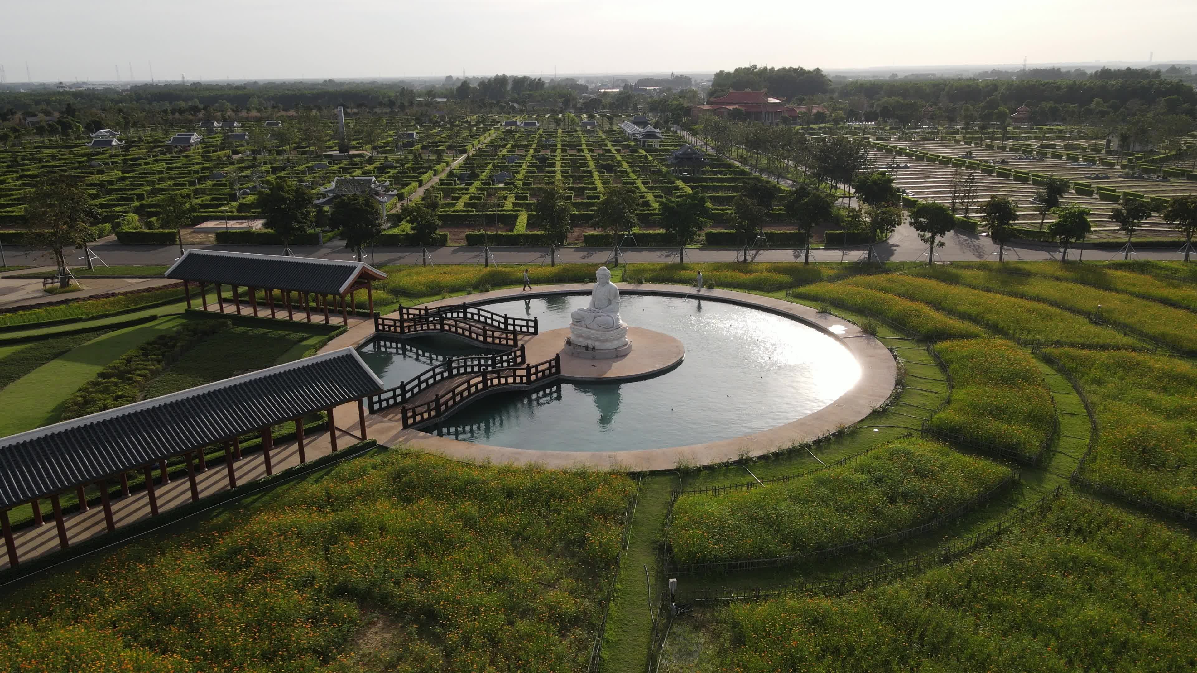 Serene Aerial View of Scenic Cemetery Landscape Free Stock Video ...