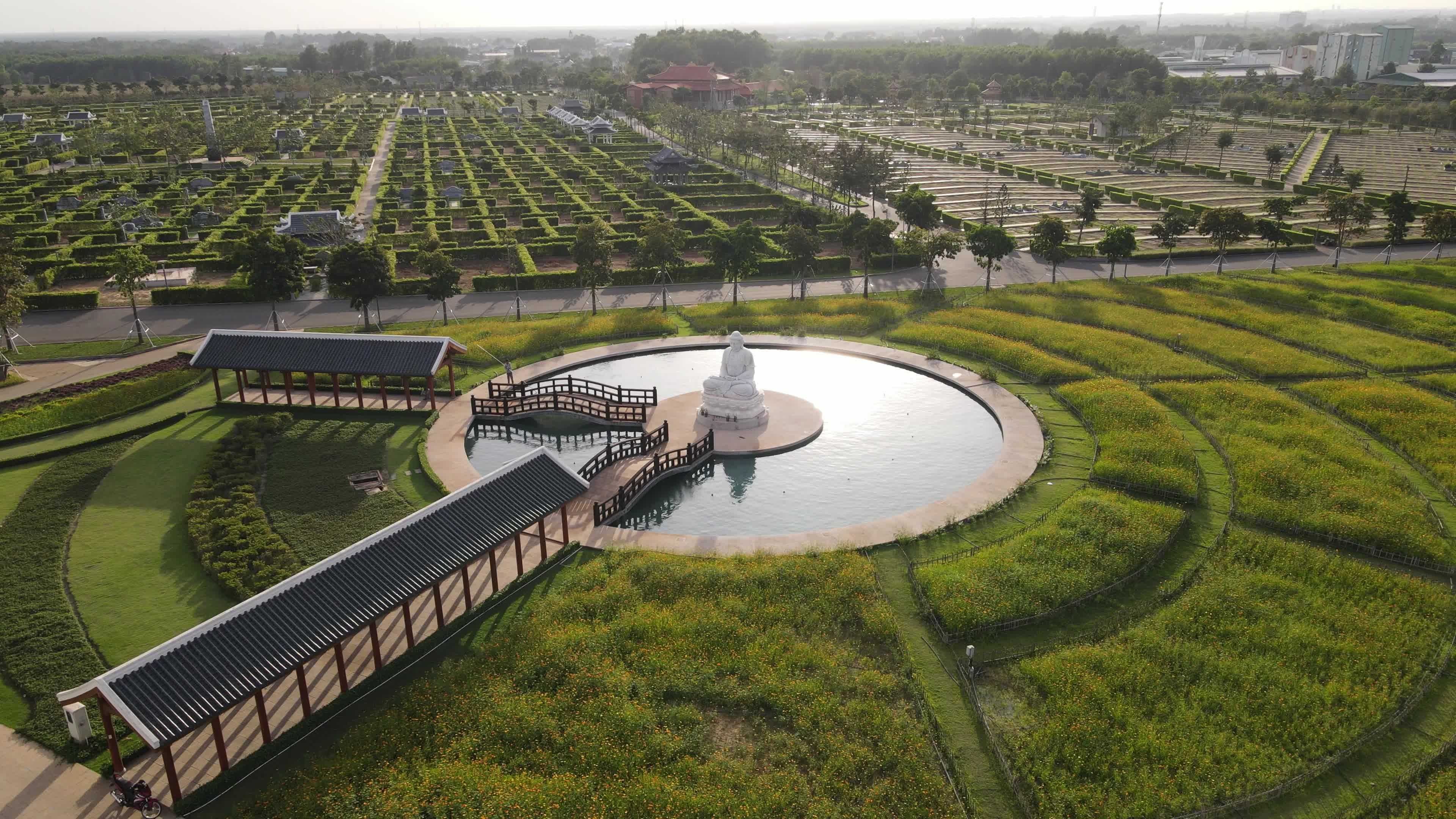 Serene Aerial View of Beautiful Cemetery Free Stock Video Footage ...