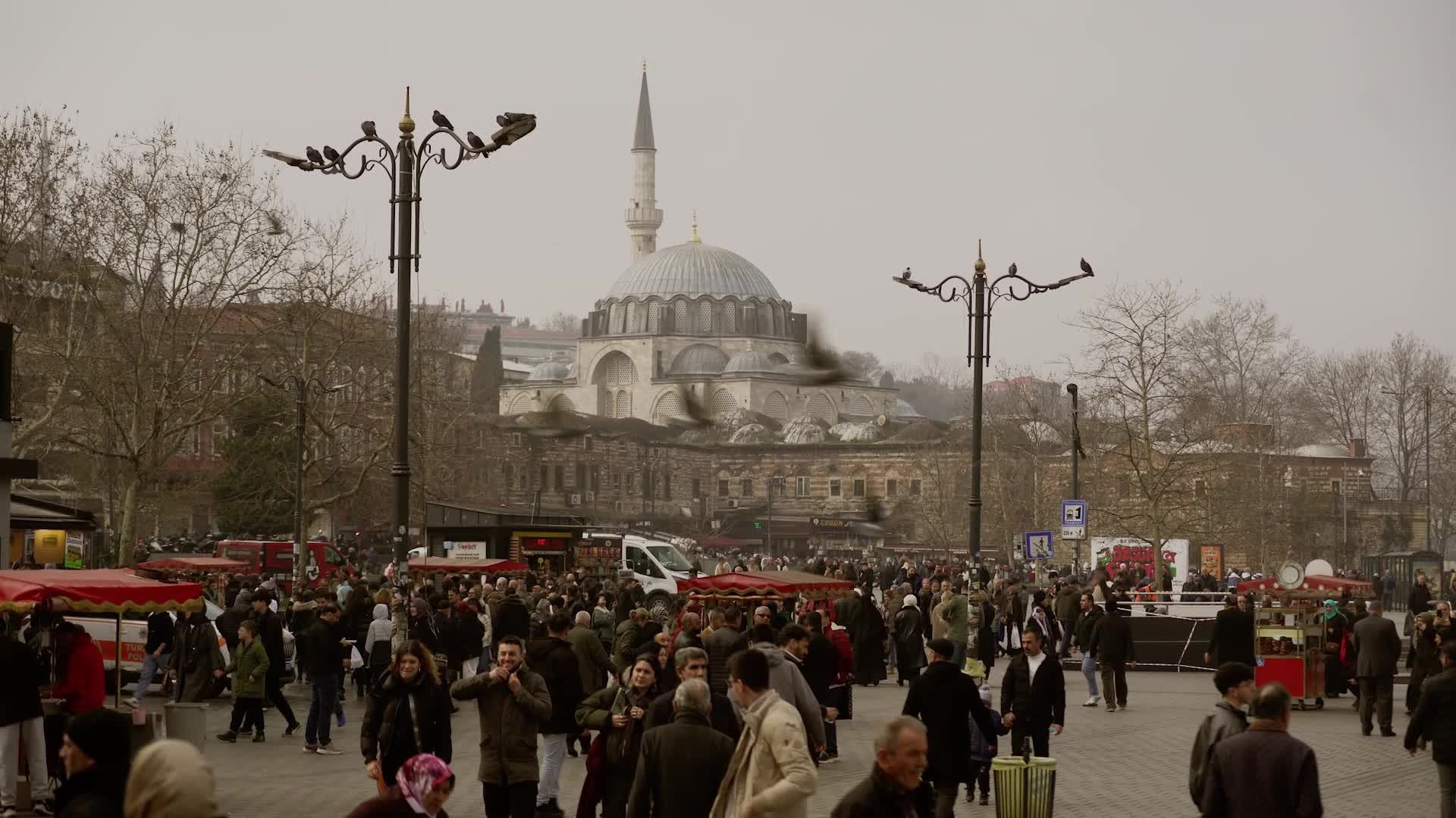 Busy Istanbul Square with Historic Mosque Background Free Stock Video ...
