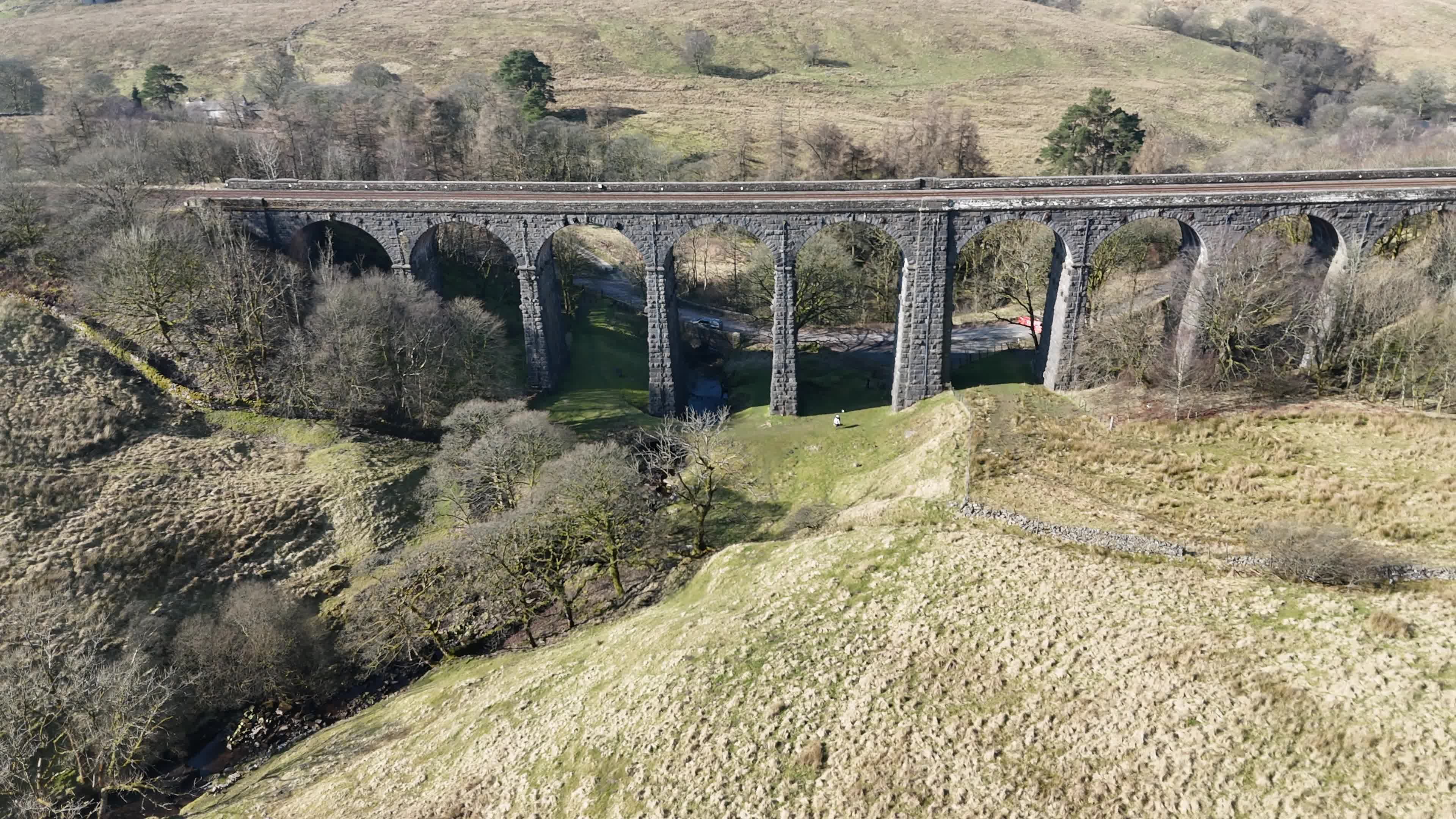 Drone View of Scenic Historical Railroad Viaduct Free Stock Video ...
