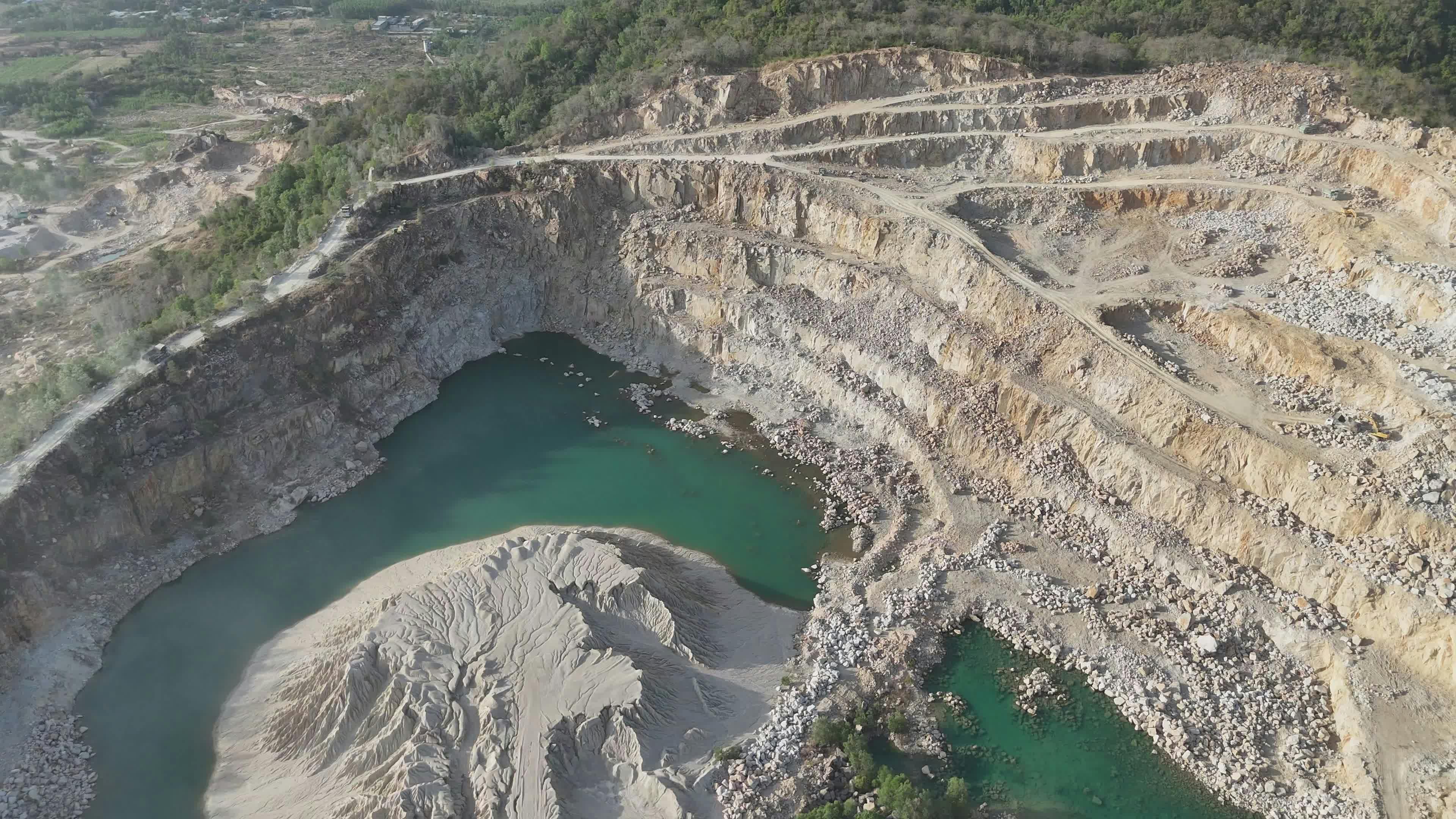 Scenic Aerial View of Abandoned Quarry Site Free Stock Video Footage ...