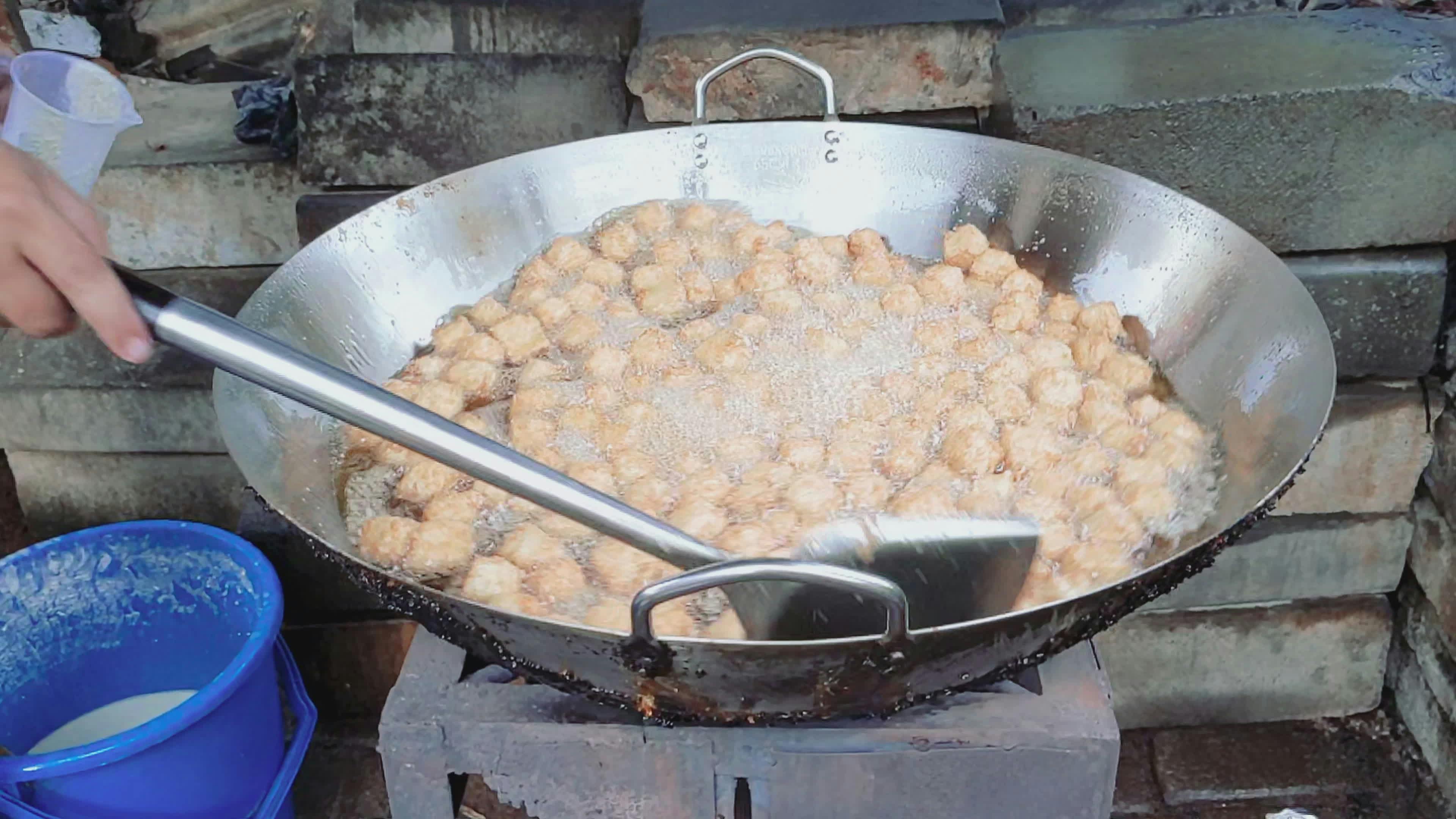 Deep Fried Tofu Cooking in Outdoor Setting Free Stock Video Footage ...