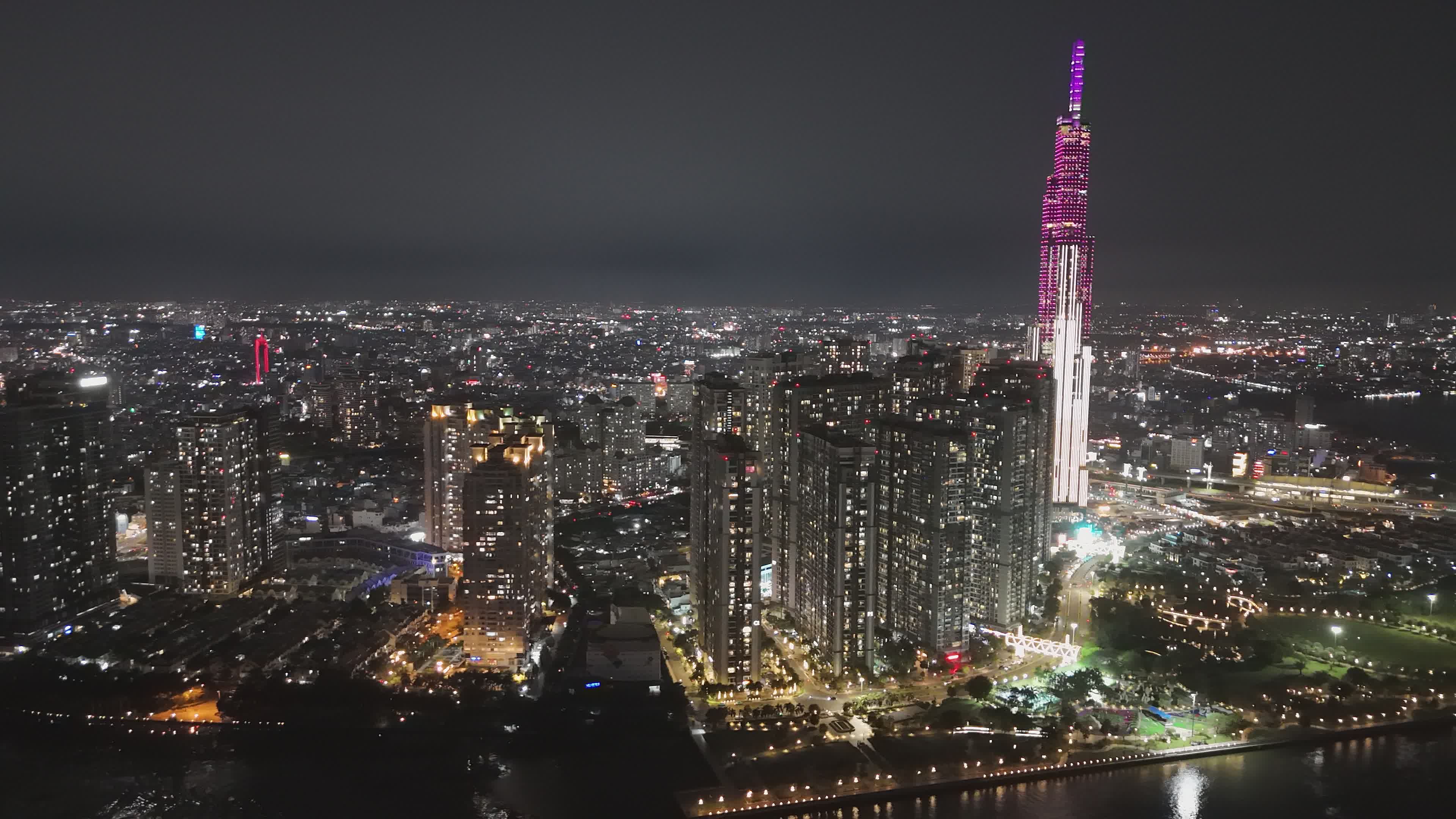 Stunning Night Aerial of Landmark 81, Ho Chi Minh Free Stock Video ...