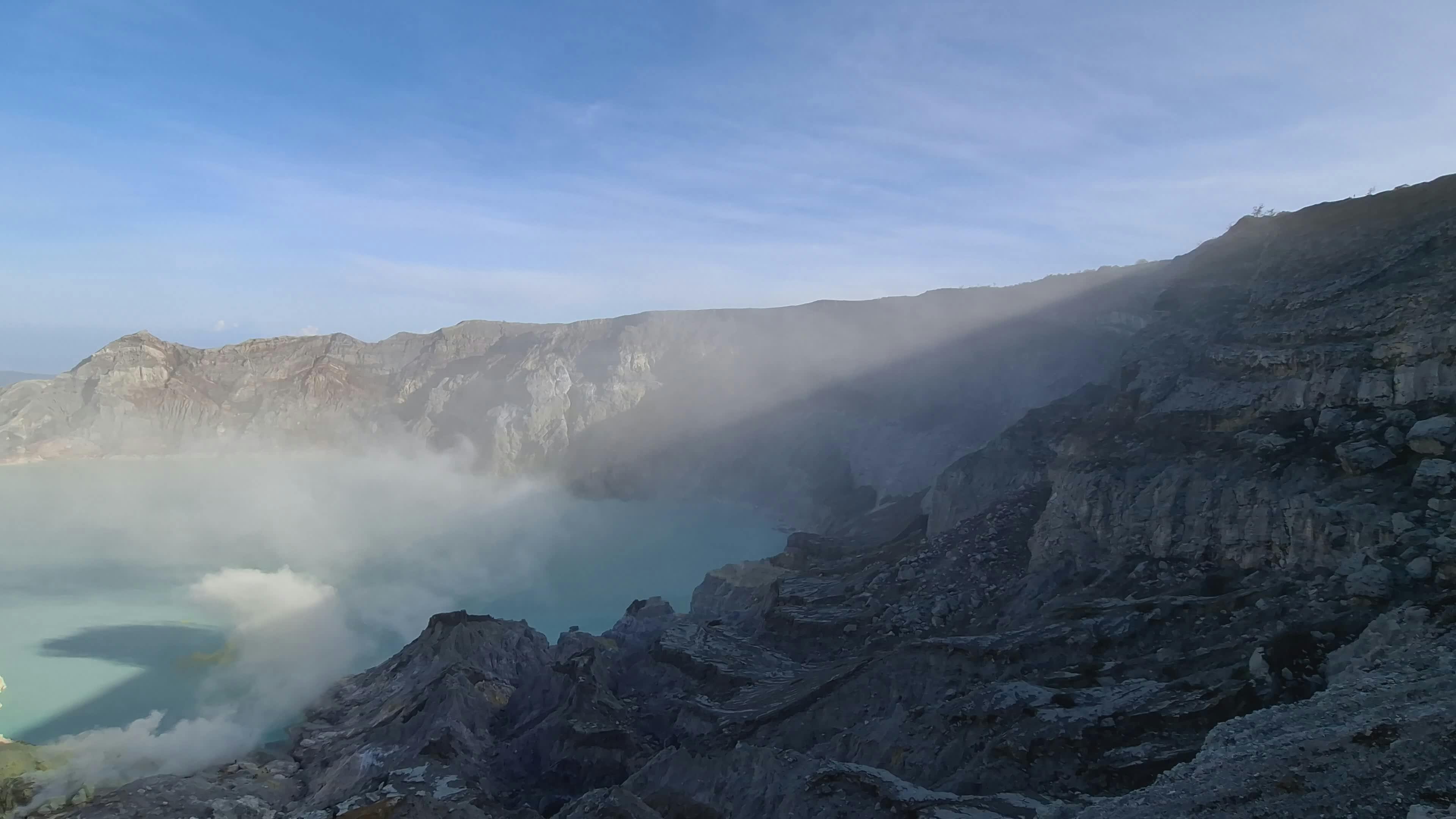 Majestic Aerial View of Kawah Ijen Crater Free Stock Video Footage ...