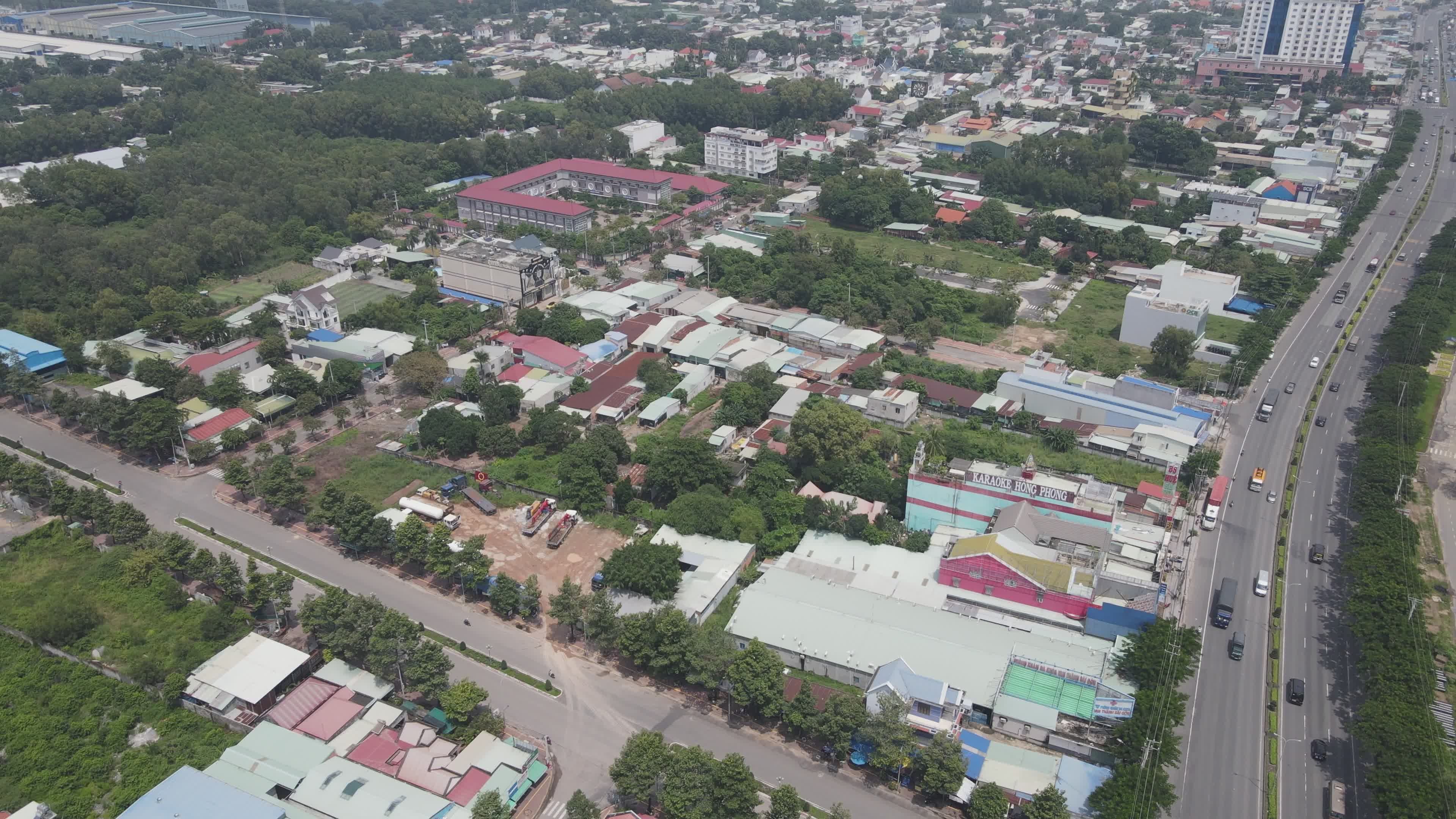 Aerial View Of Urban Green Neighborhood Free Stock Video Footage