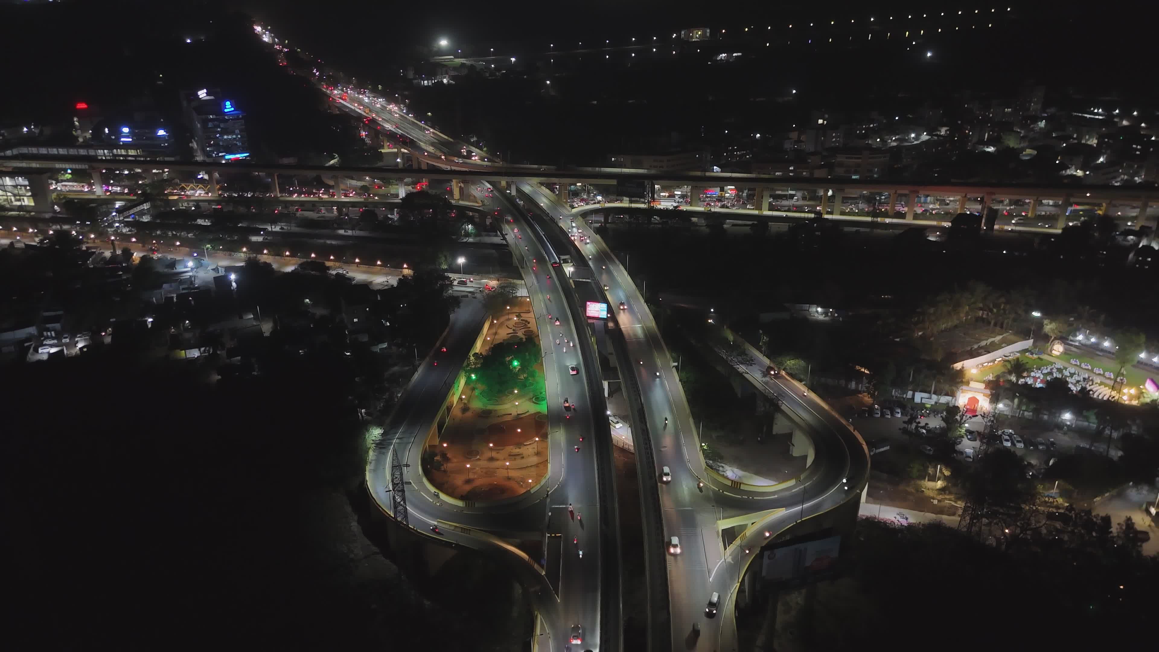 Stunning Aerial View of City Highway at Night Free Stock Video Footage ...