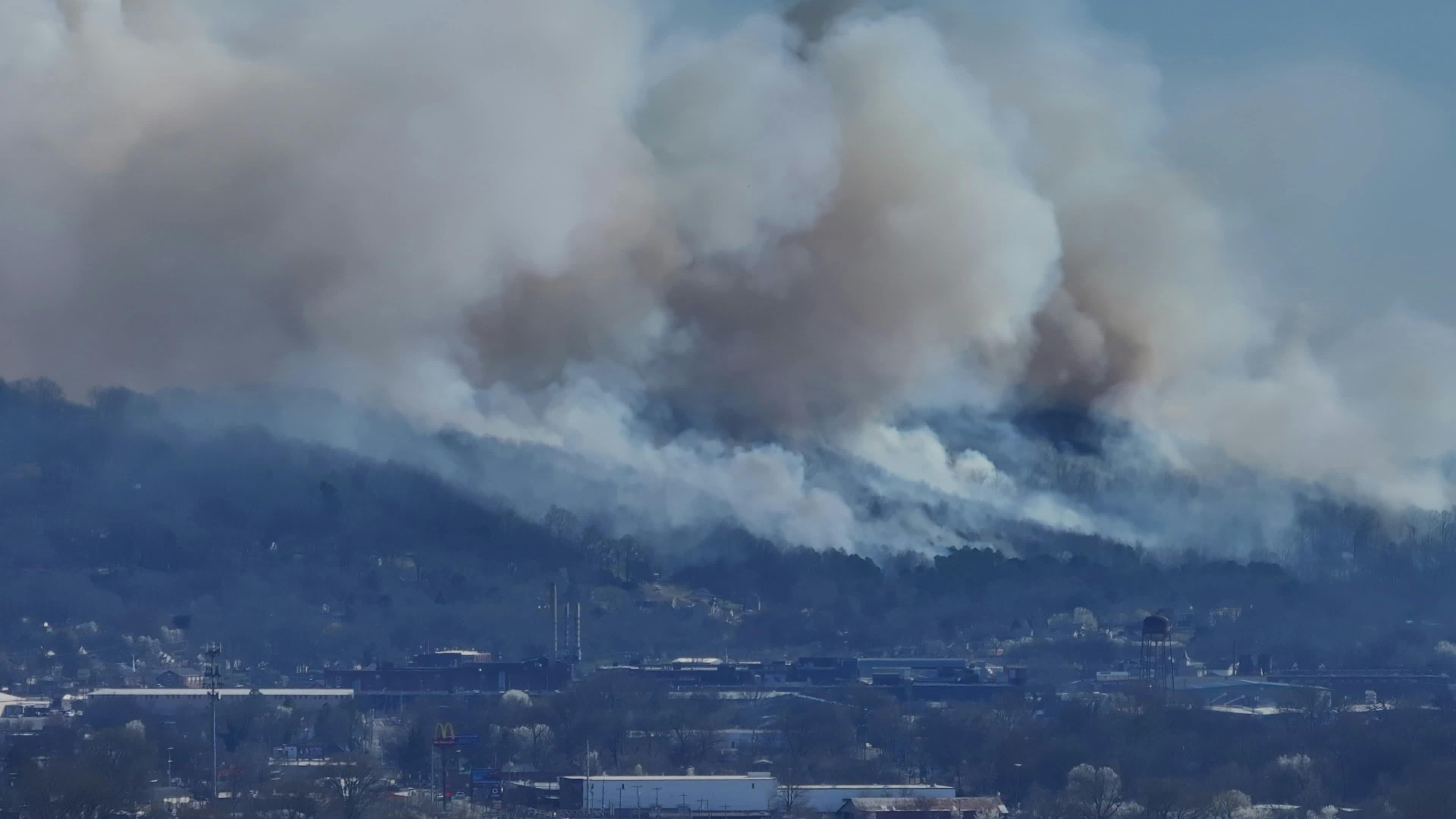 Aerial View of Wildfire with Heavy Smoke Free Stock Video Footage ...