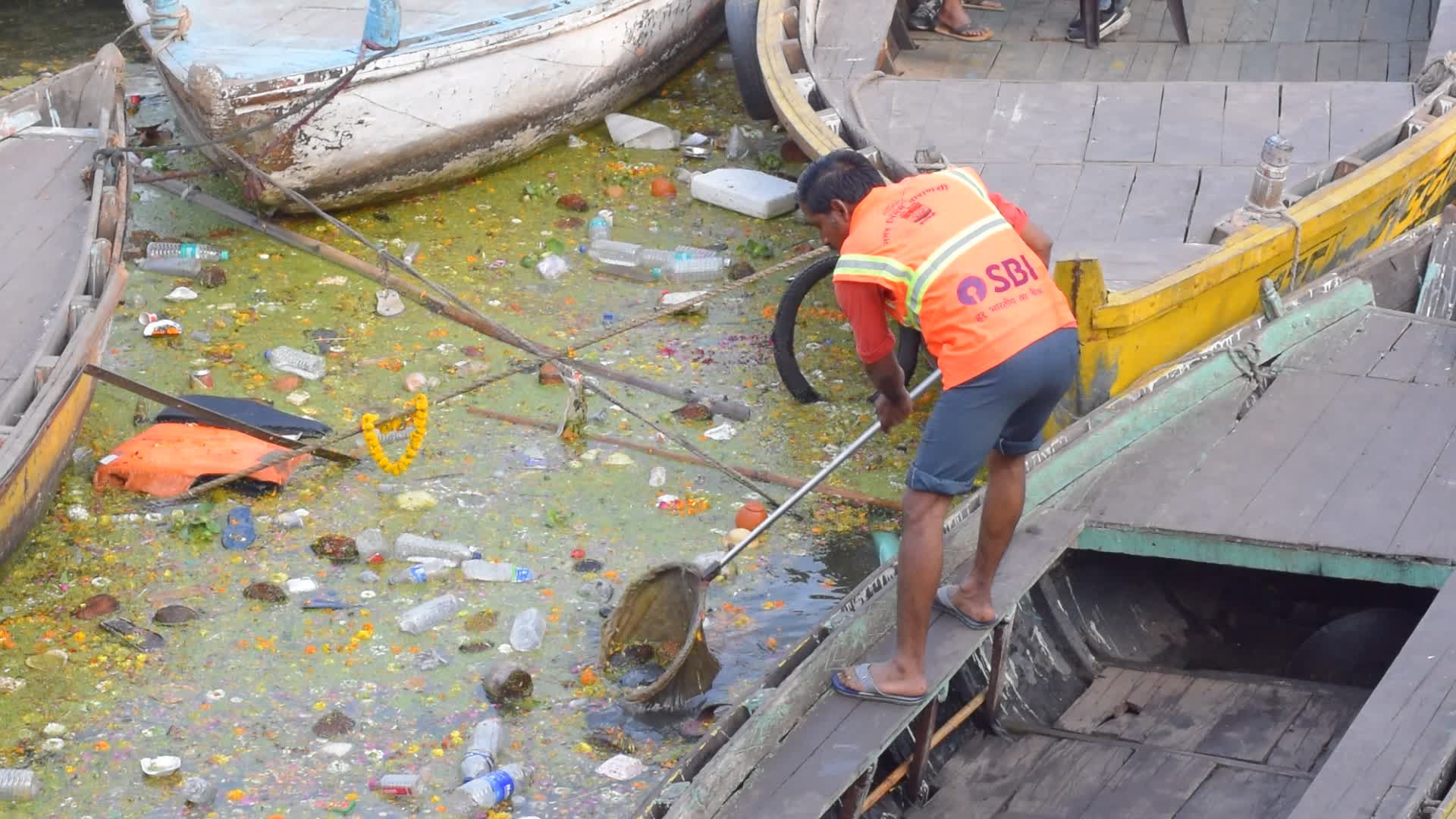 River Cleanup Effort at a Busy Dock Free Stock Video Footage, Royalty ...
