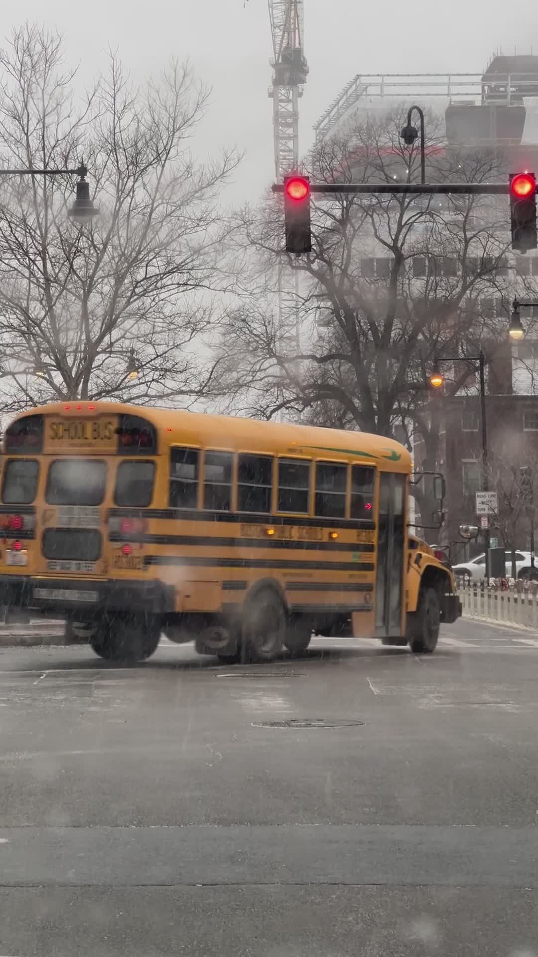 School Bus Navigating Snowy City Street Free Stock Video Footage ...