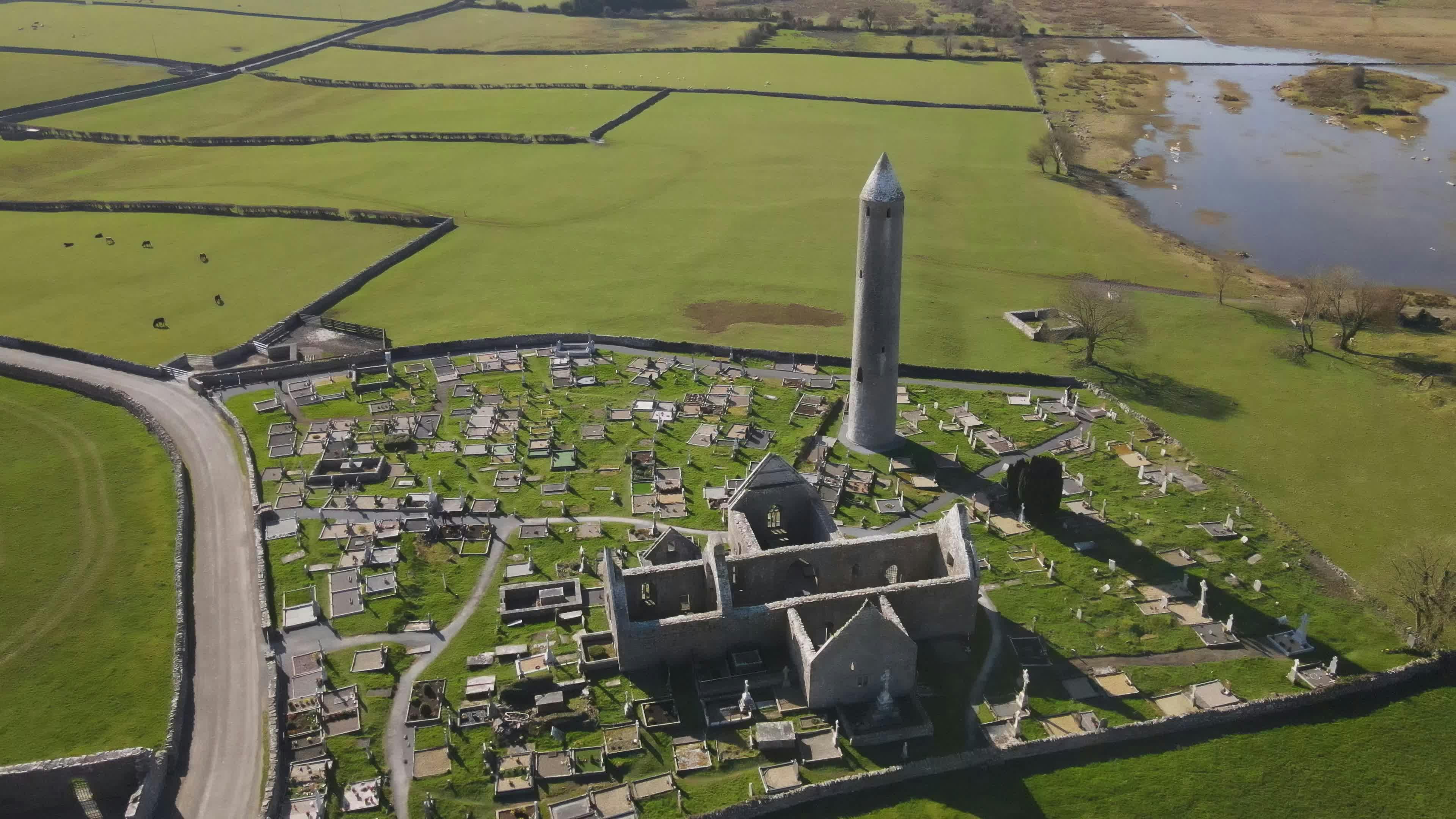 Aerial View of Historic Monastery in Ireland Free Stock Video Footage ...