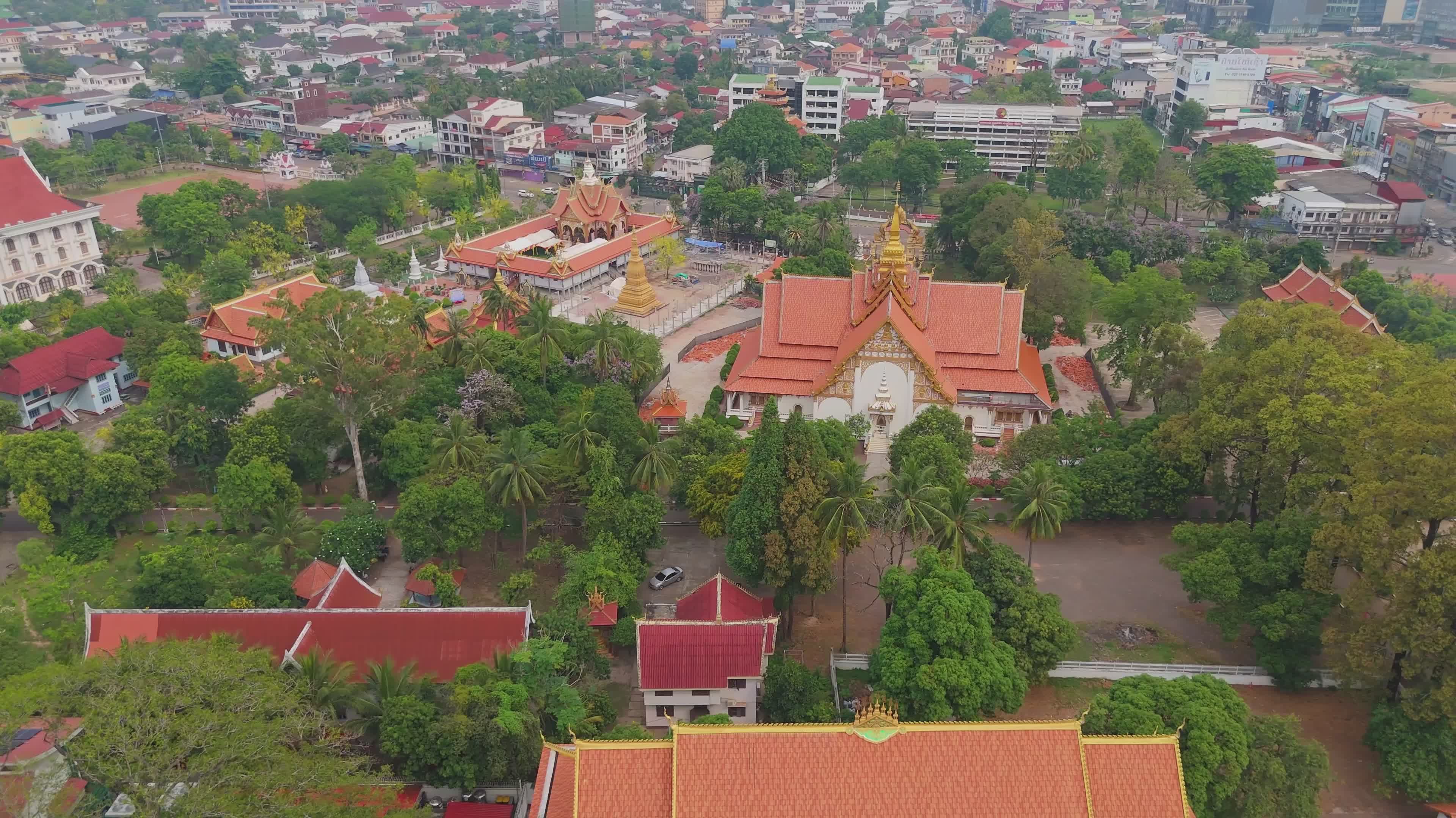 Aerial View of Buddhist Temples in Vientiane Free Stock Video Footage ...