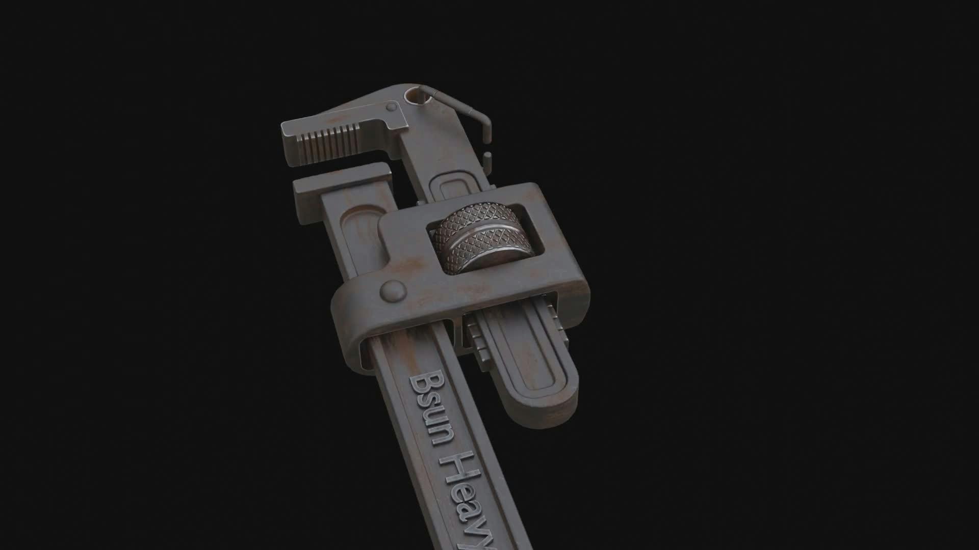 Realistic 3D Animation of Adjustable Wrench Free Stock Video Footage ...