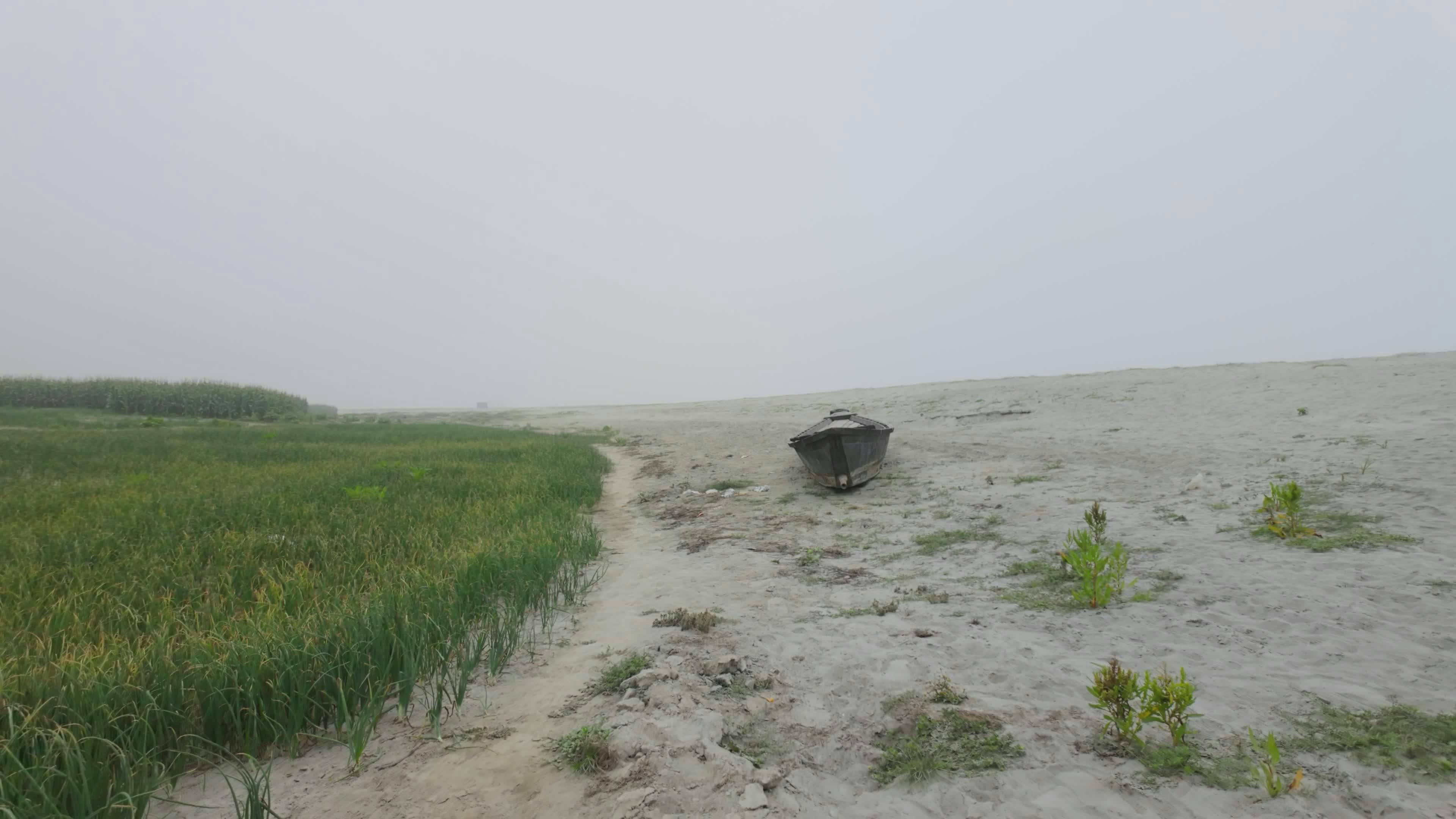 Rural Char Area with Boat on Sandy Riverbank Free Stock Video Footage ...