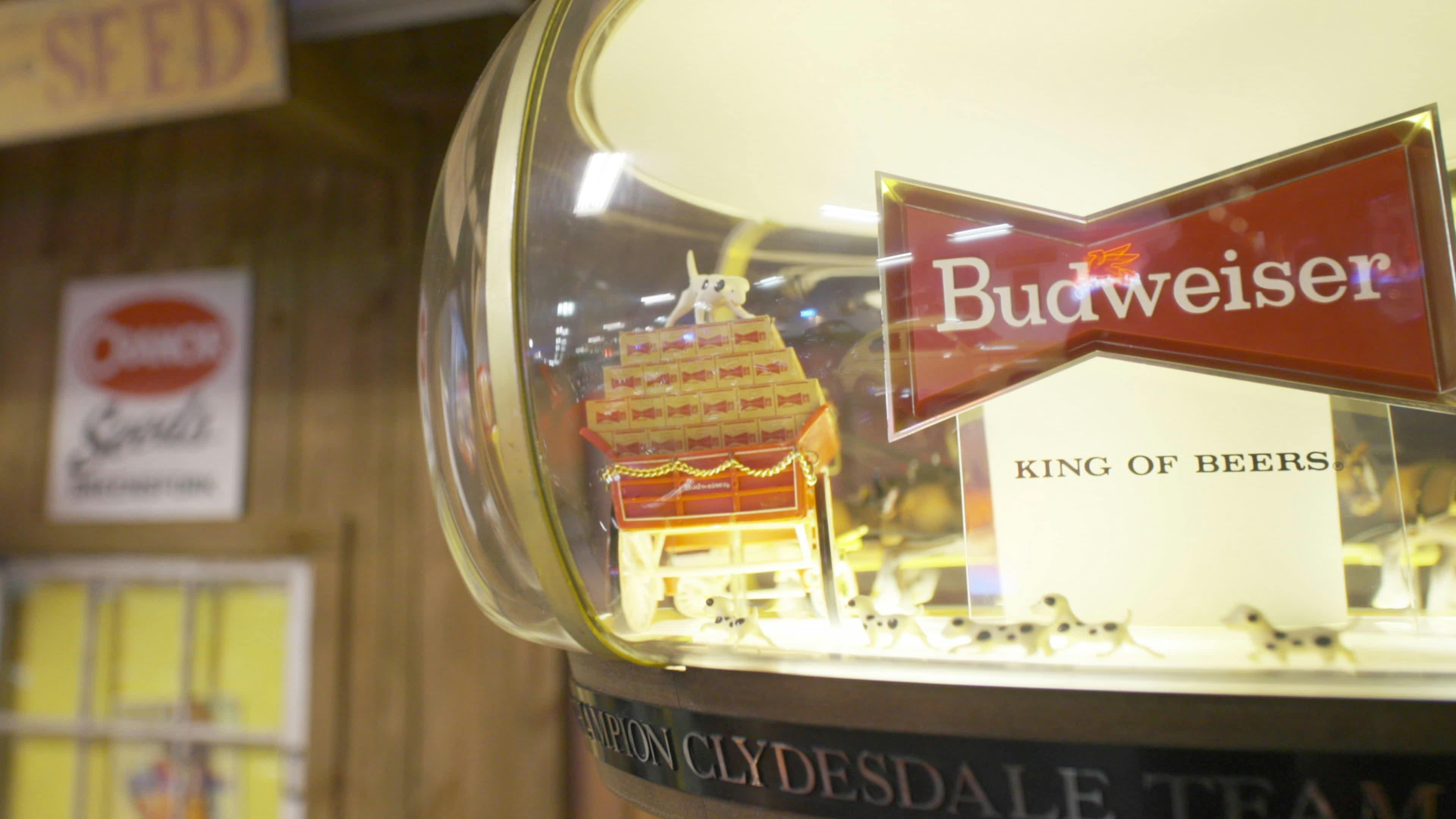 Vintage Budweiser Display with Clydesdale Team Free Stock Video Footage ...