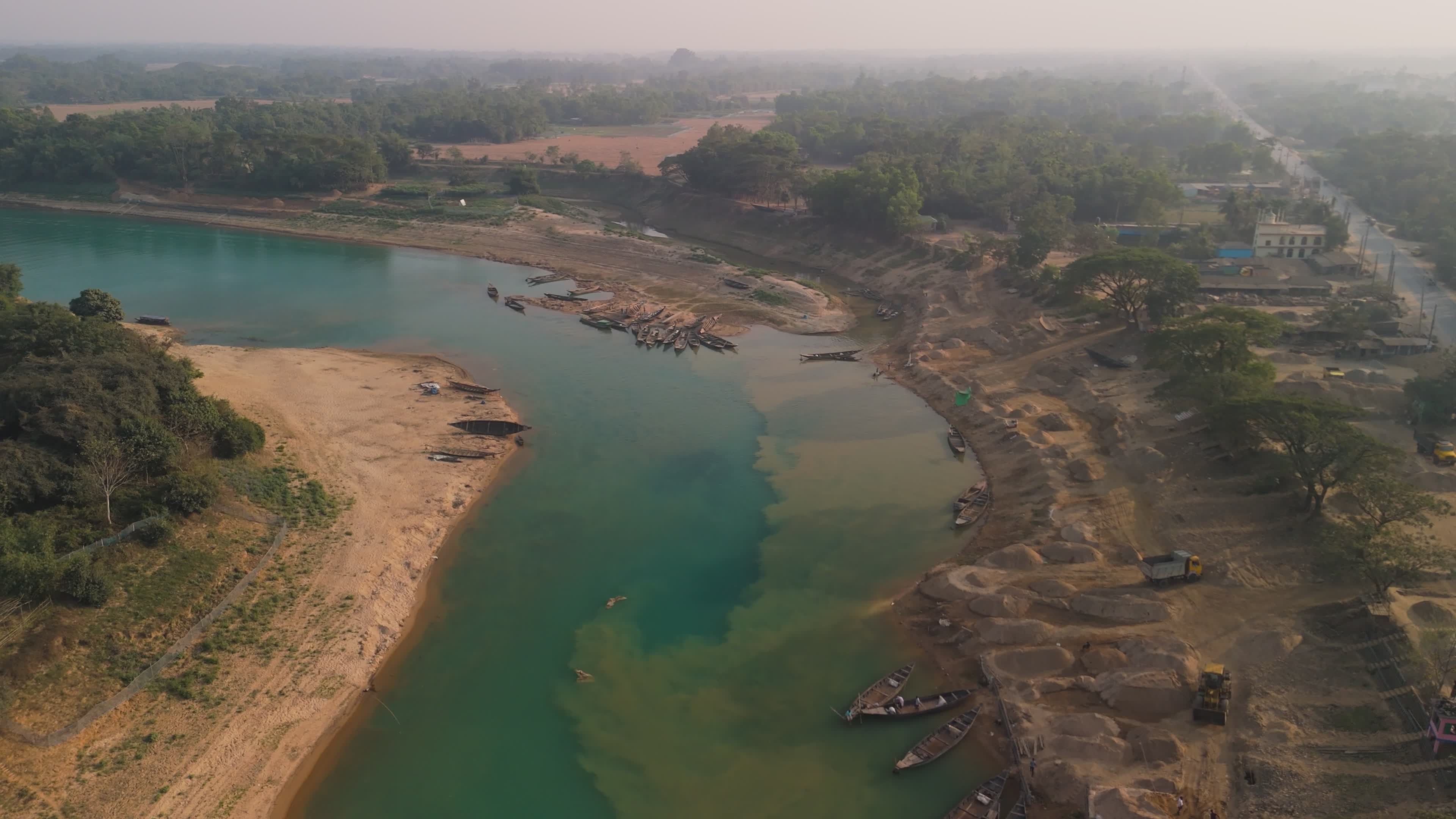 Stunning Aerial View of Sylhet's Blue River Free Stock Video Footage ...