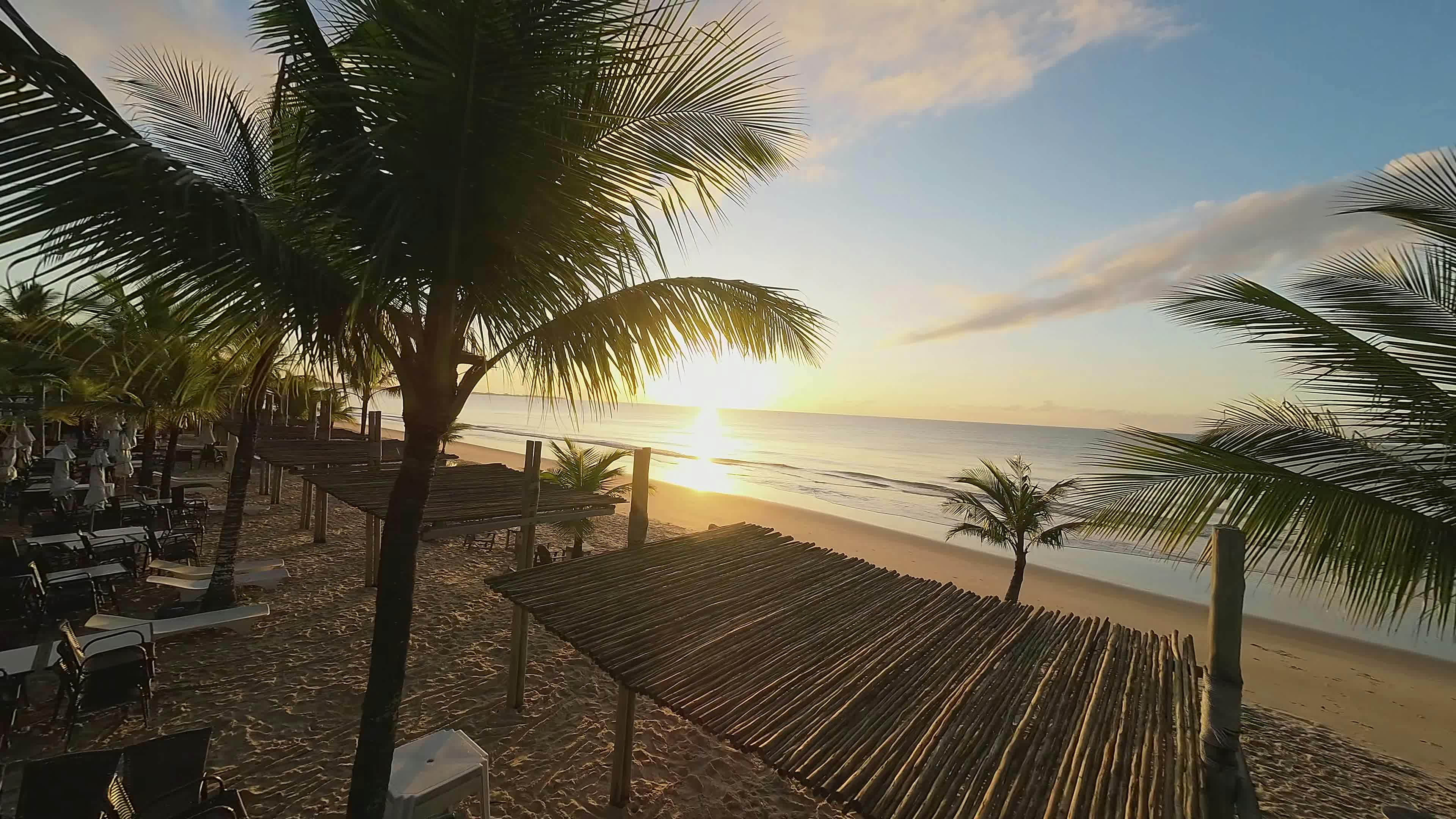Serene Sunrise over Tropical Beachscape Free Stock Video Footage ...