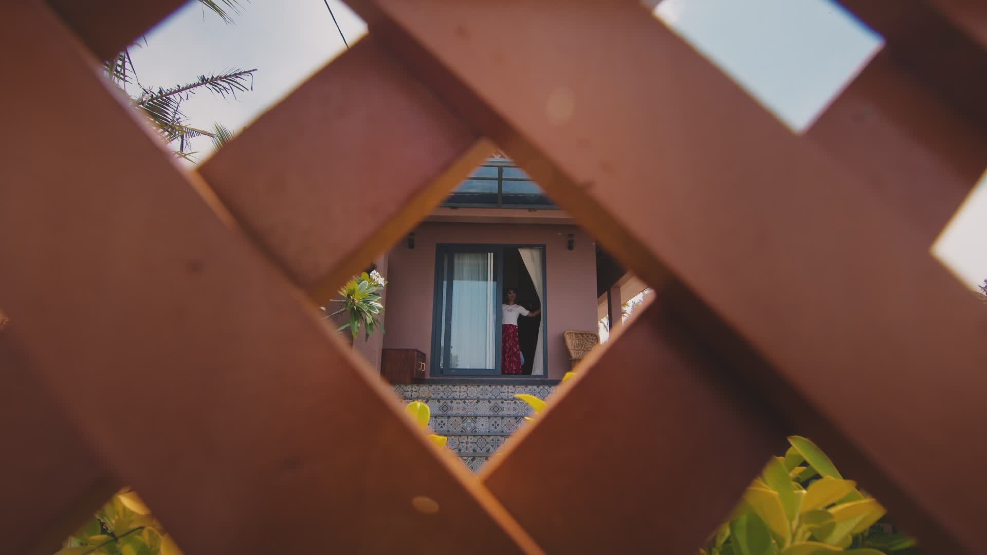 Tropical Resort View Through Wooden Fence Free Stock Video Footage ...