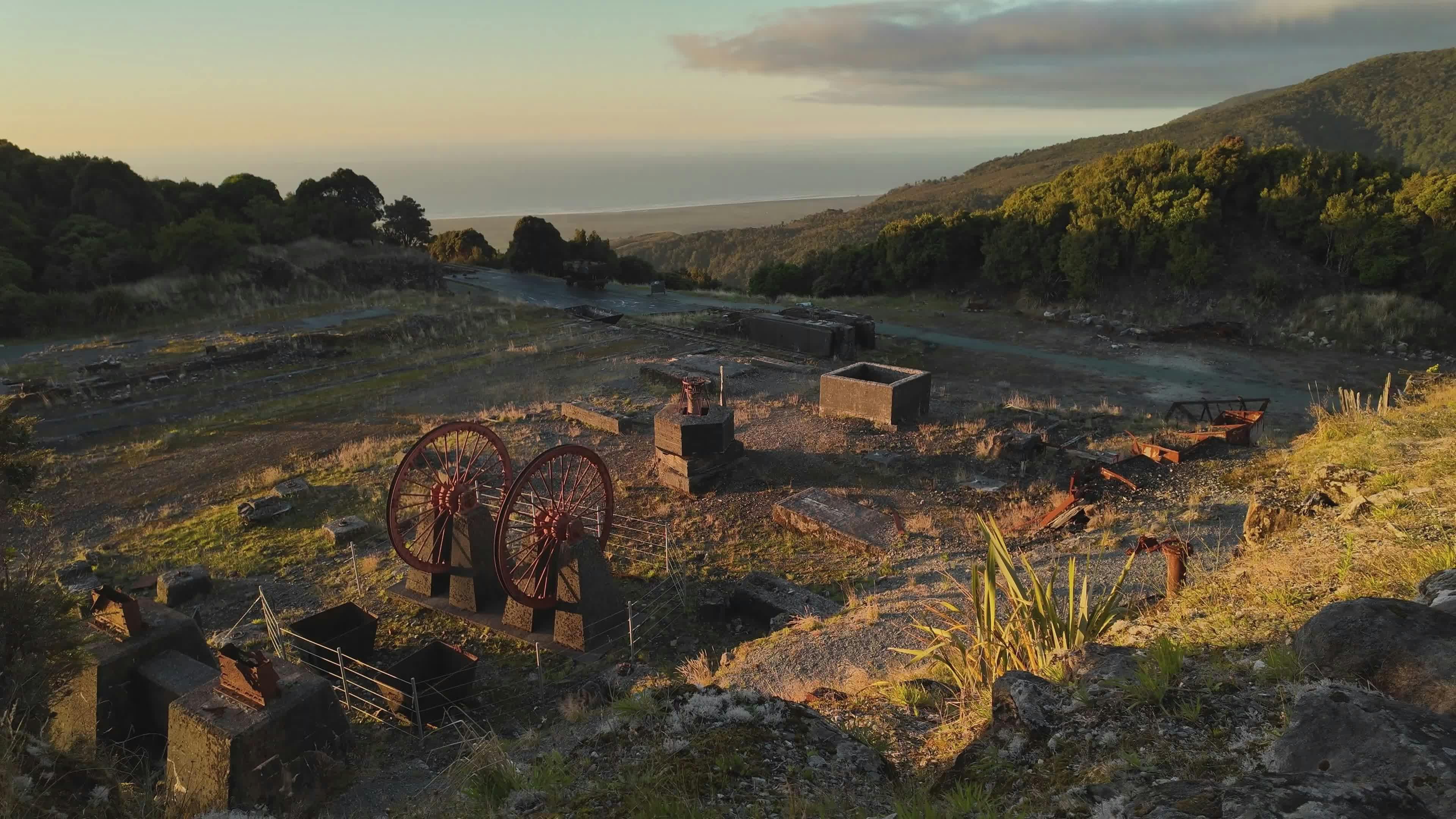 Scenic View of Historic Mountain Mining Site at Dusk Free Stock Video ...