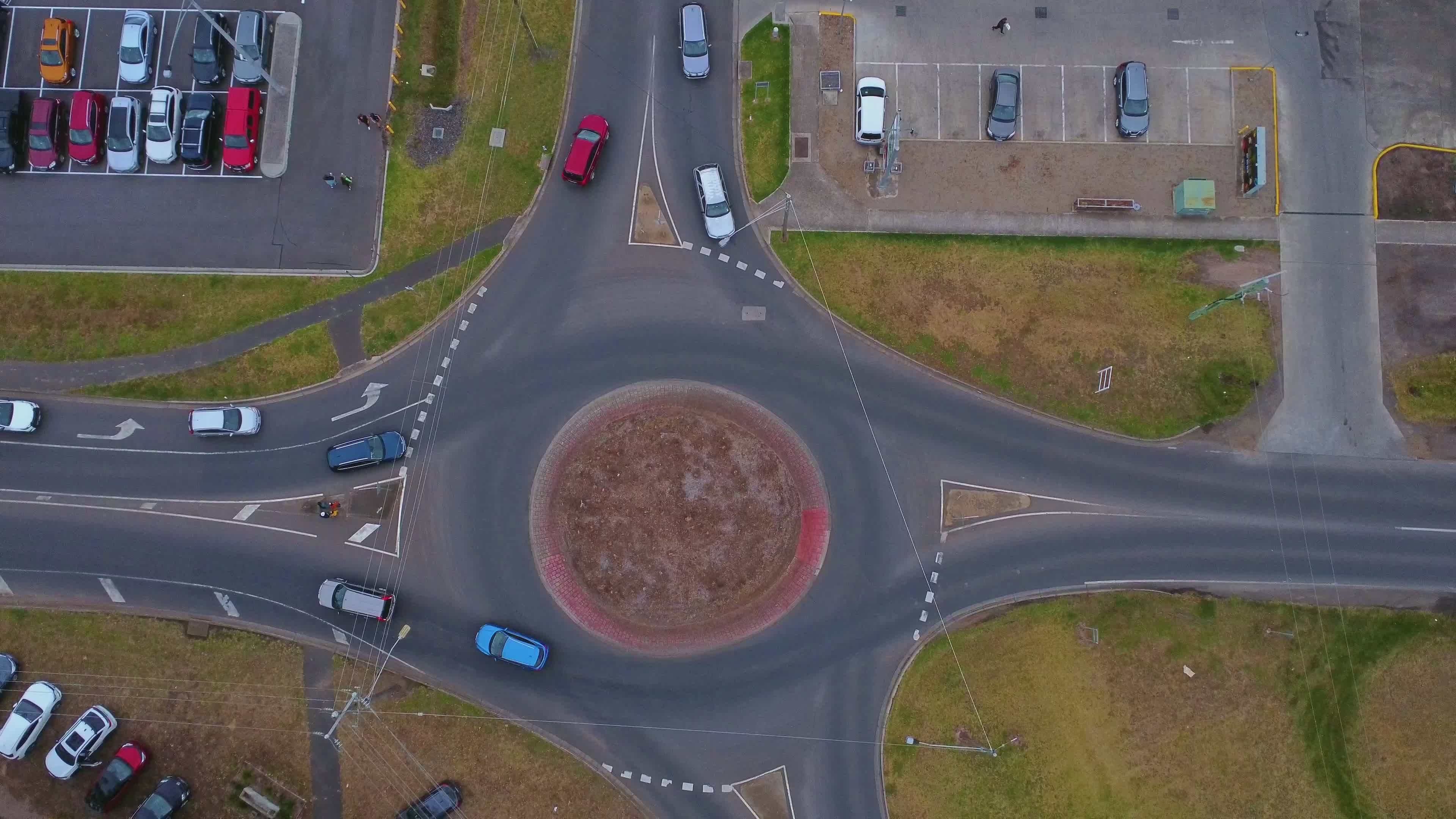 Aerial View of Roundabout in Rural Town Setting Free Stock Video ...