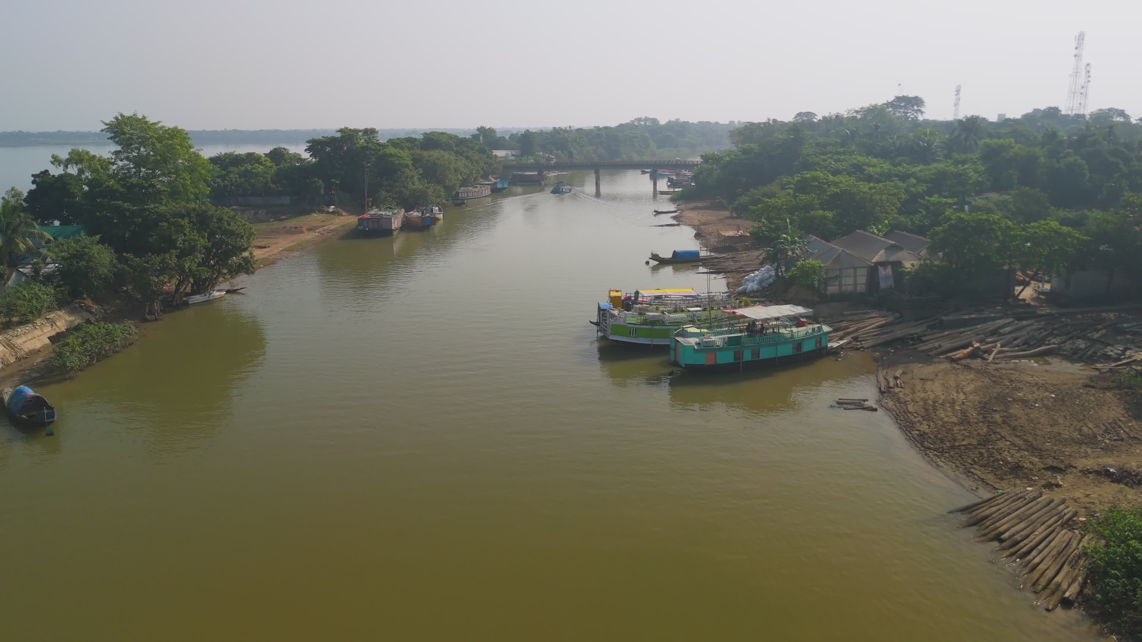 Scenic Aerial View of Tanguar Haor Waterway Free Stock Video Footage ...