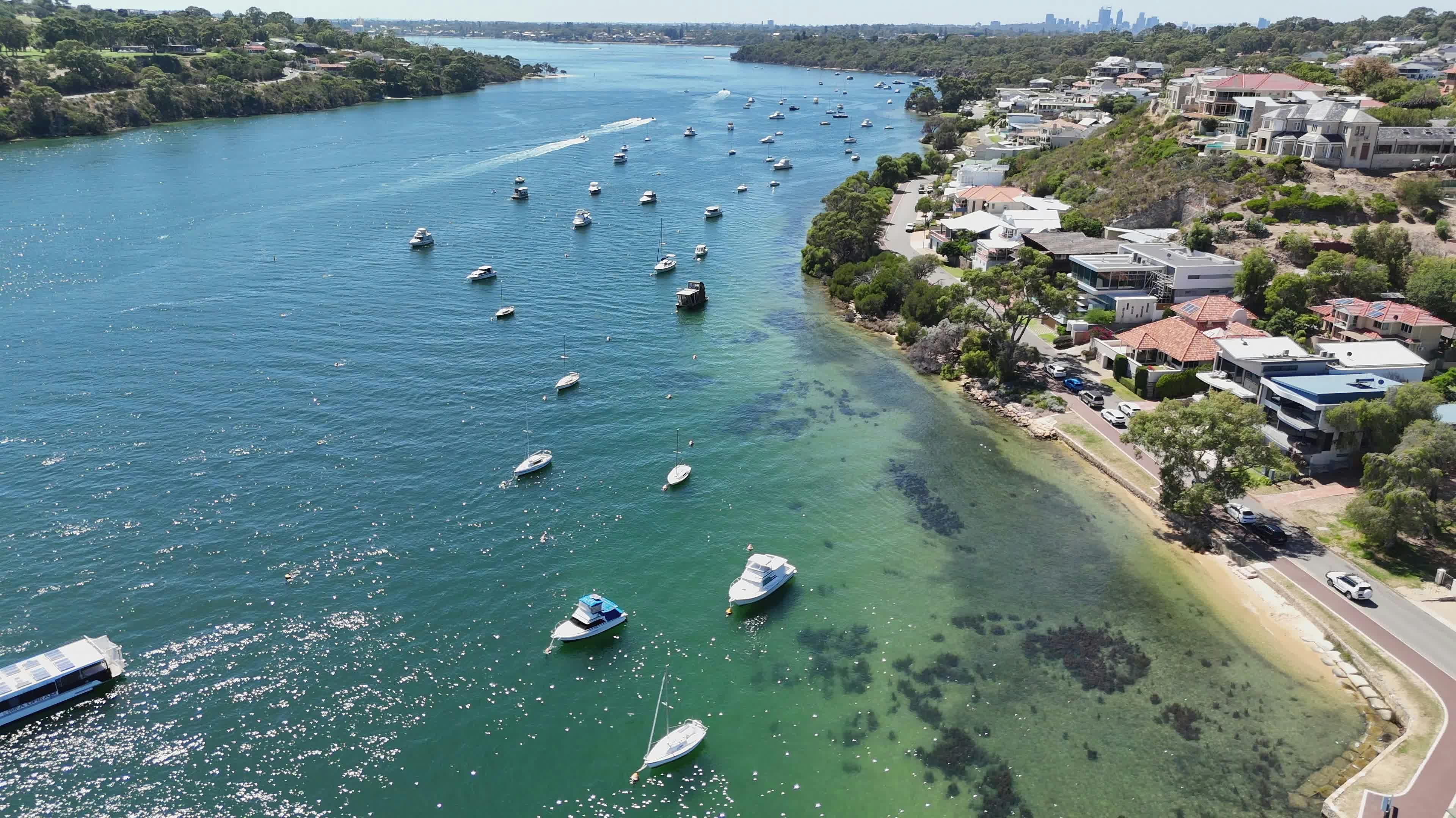 Scenic Aerial View of Perth's Swan River Free Stock Video Footage ...