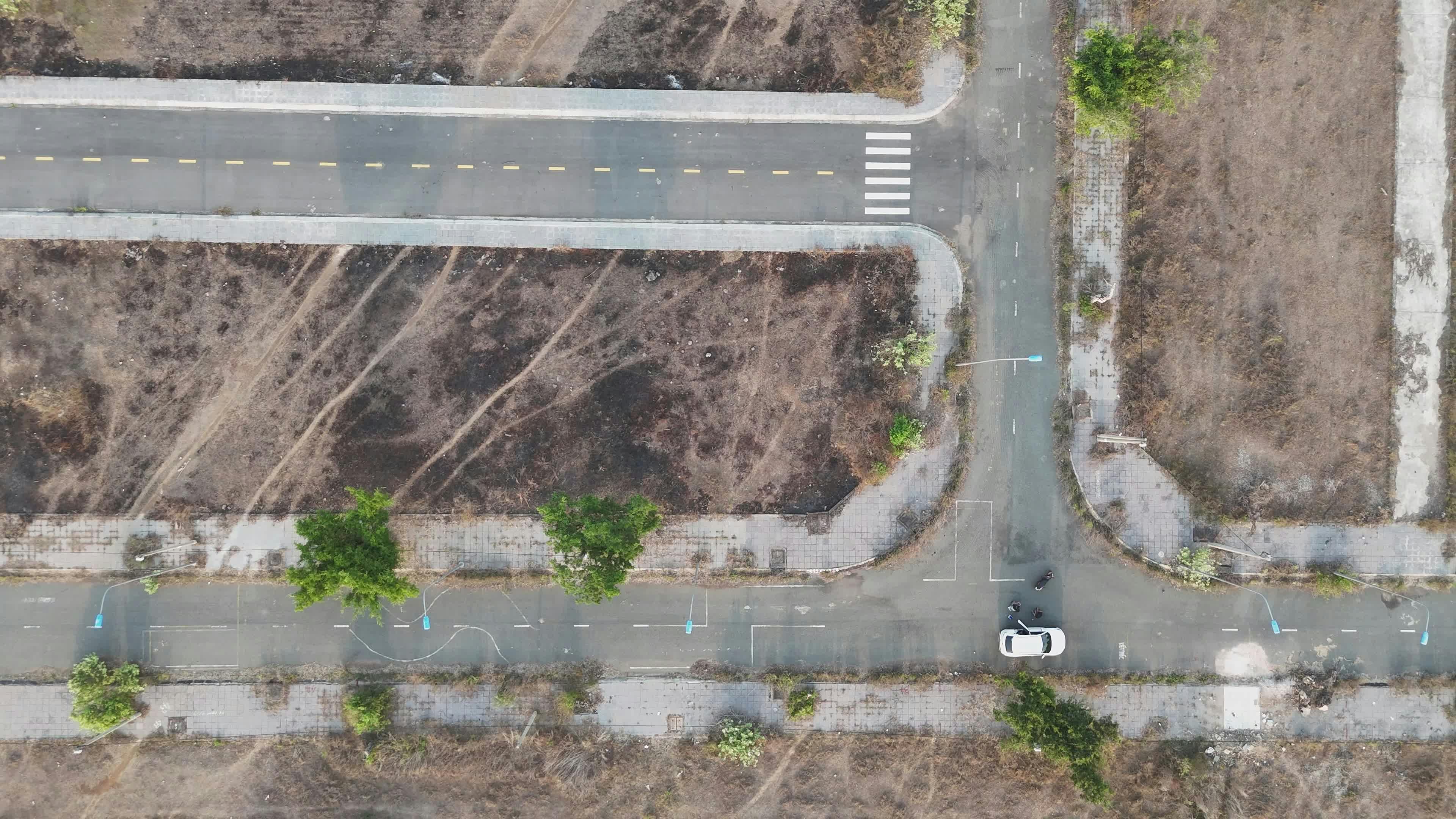 Aerial View of Intersection in Empty Residential Area Free Stock Video ...