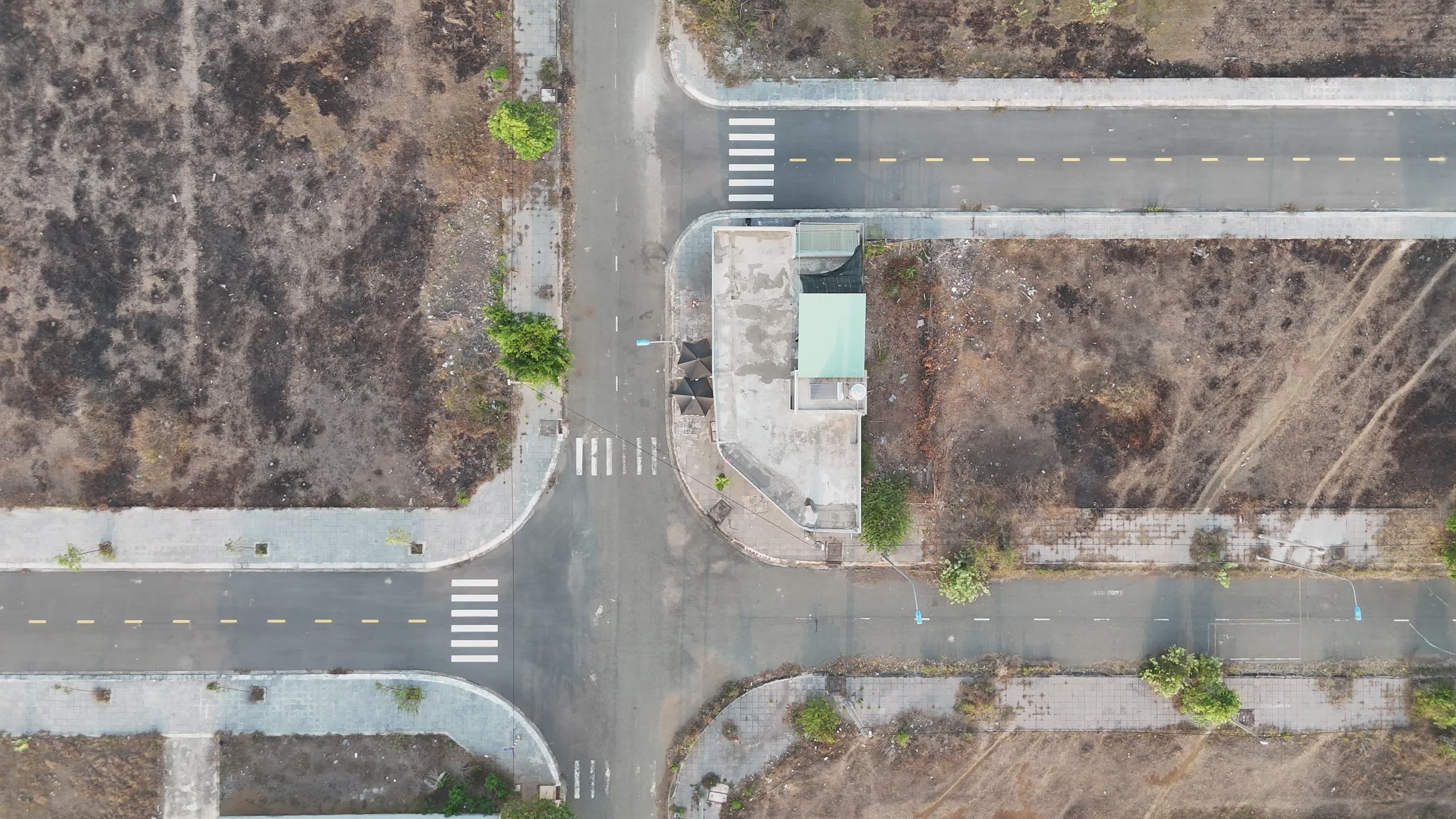 Aerial View of Empty Urban Intersection in Dry Landscap Free Stock ...