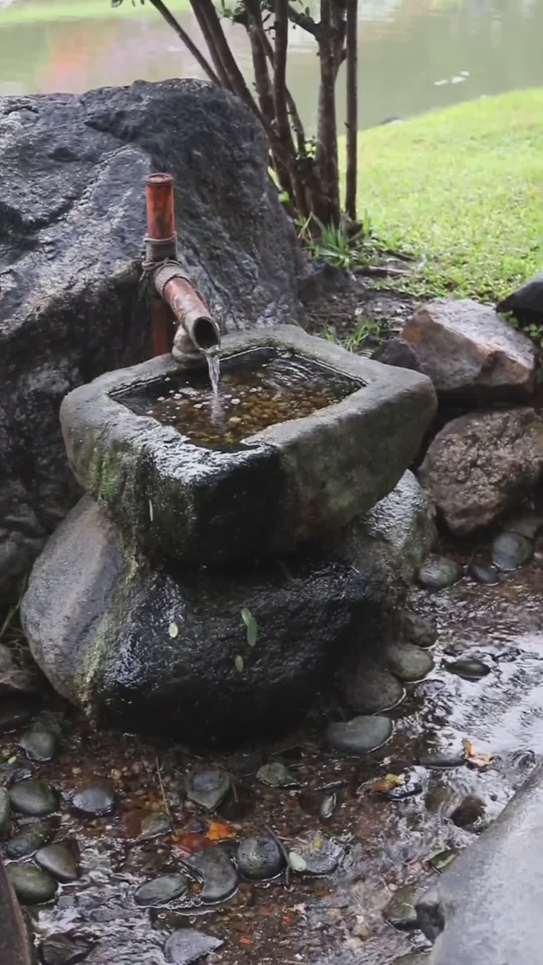 Serene Flowing Water in Zen Garden Scene Free Stock Video Footage ...