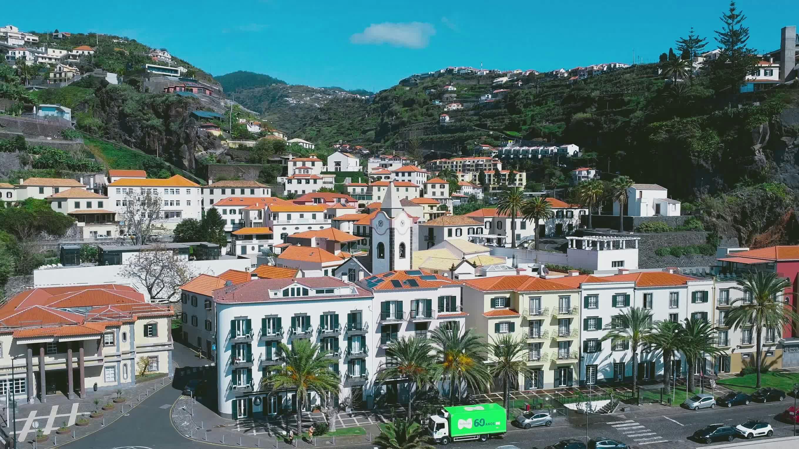 Stunning Aerial View of Traditional Madeira Village Free Stock Video ...