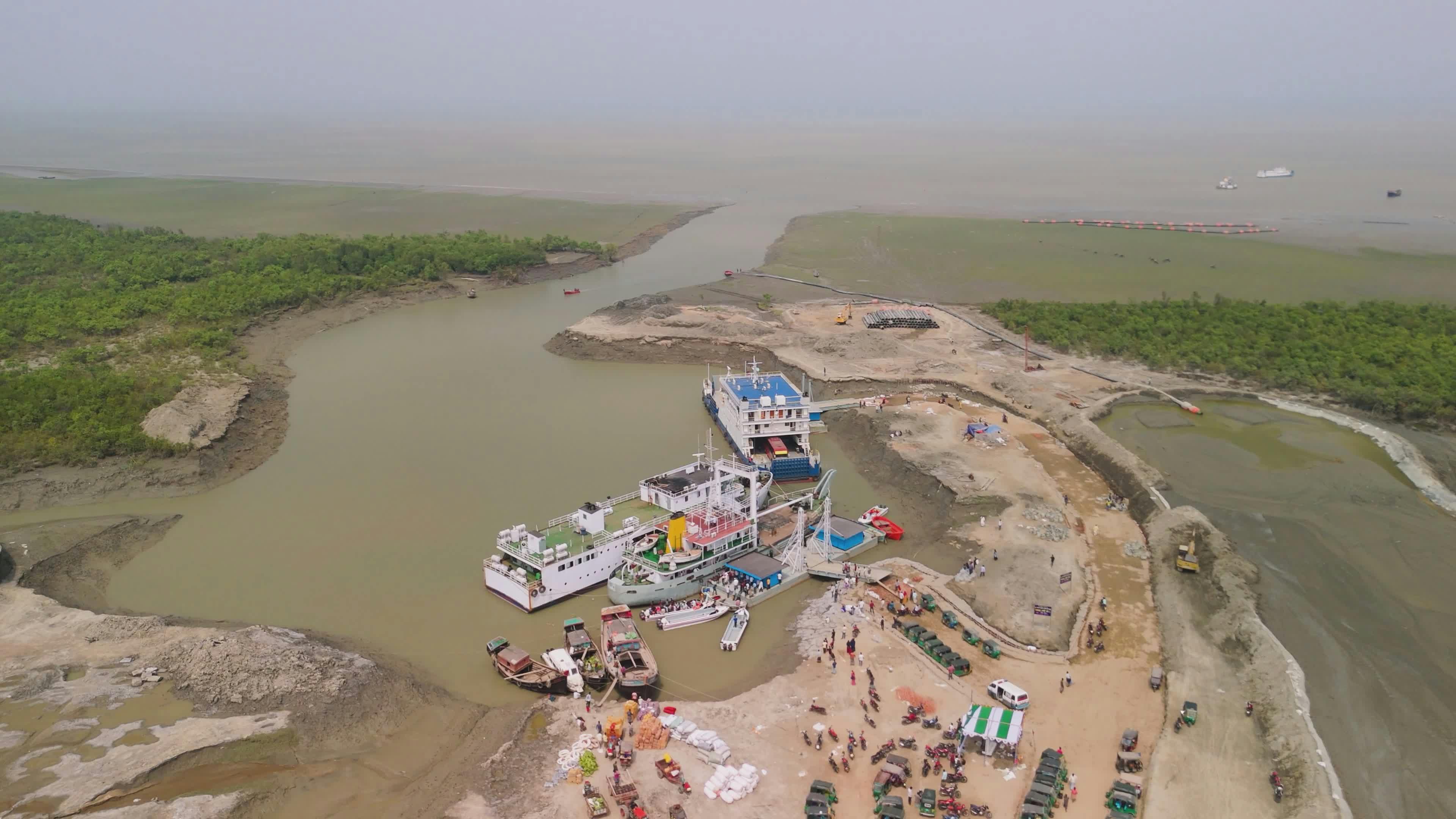 Aerial View of Ferry Terminal in Bangladesh Free Stock Video Footage, Royalty-Free 4K & HD Video ...