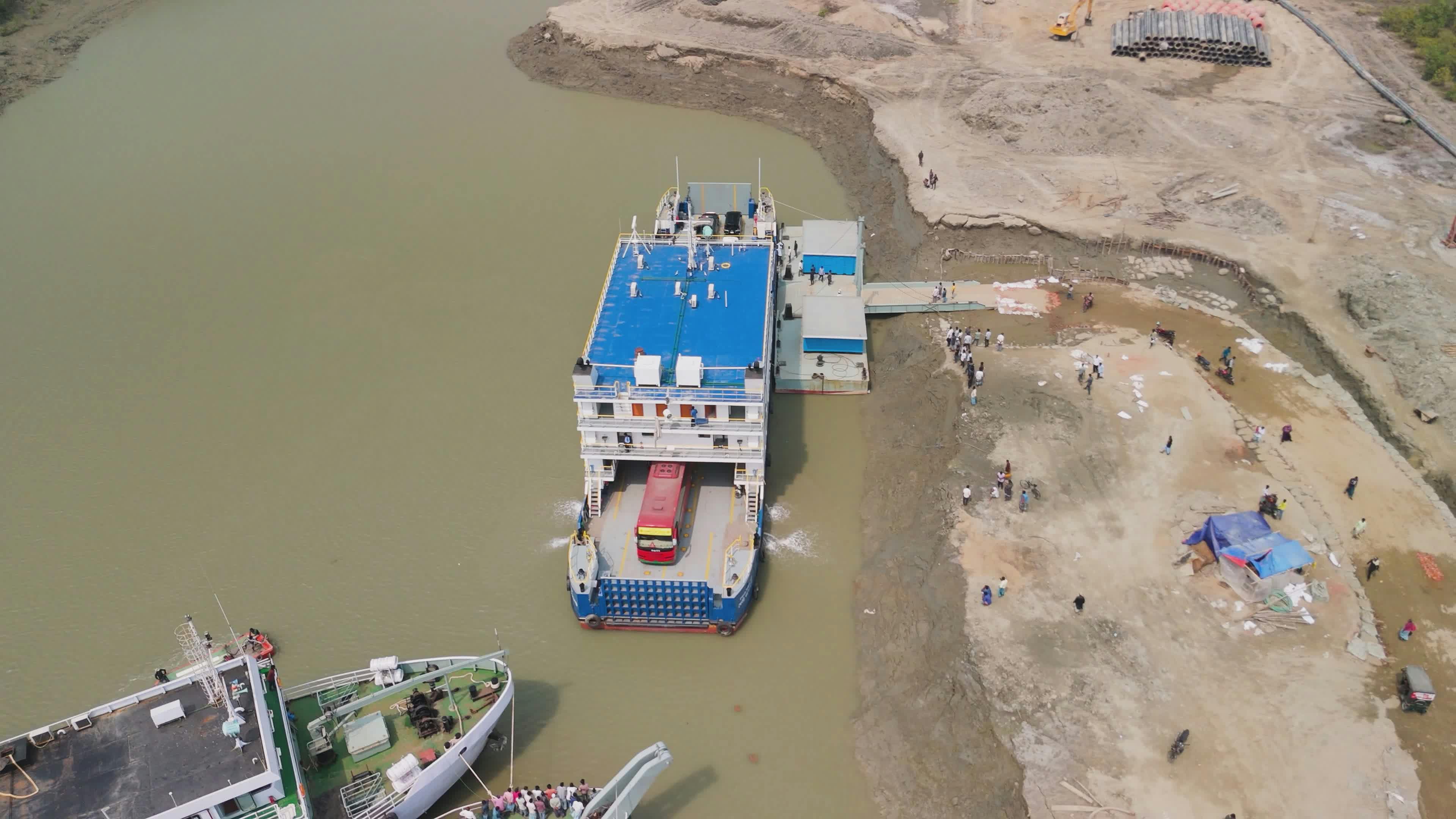 Aerial View of Ferry Crossing in Bangladesh Free Stock Video Footage, Royalty-Free 4K & HD Video ...