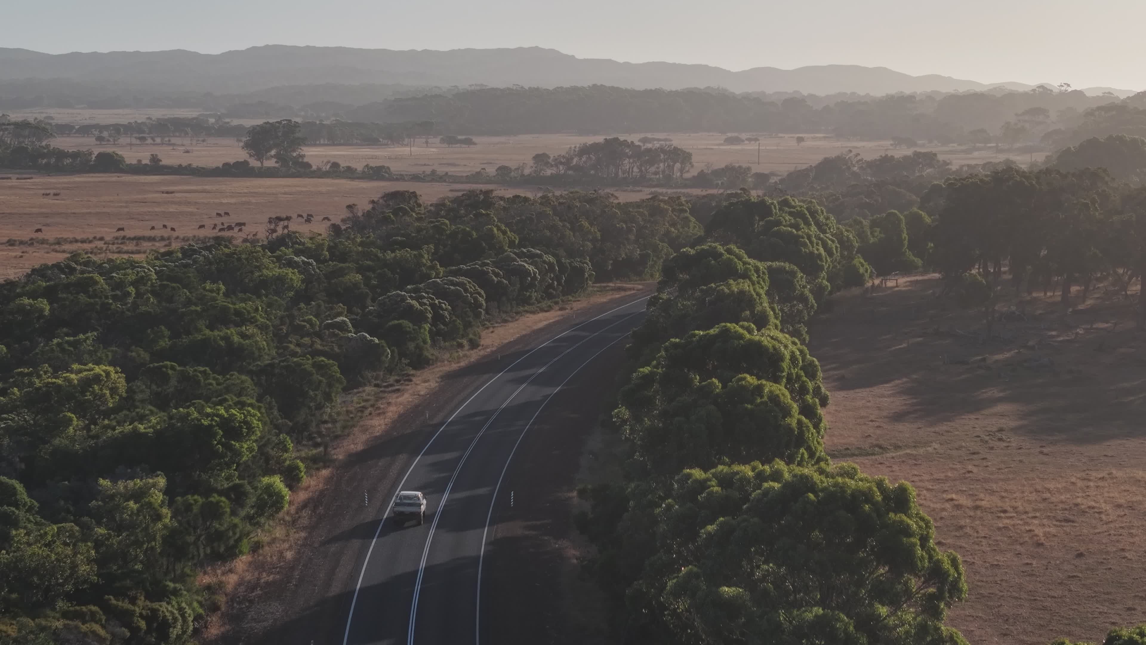 Scenic Aerial View of Remote Countryside Road Free Stock Video Footage ...
