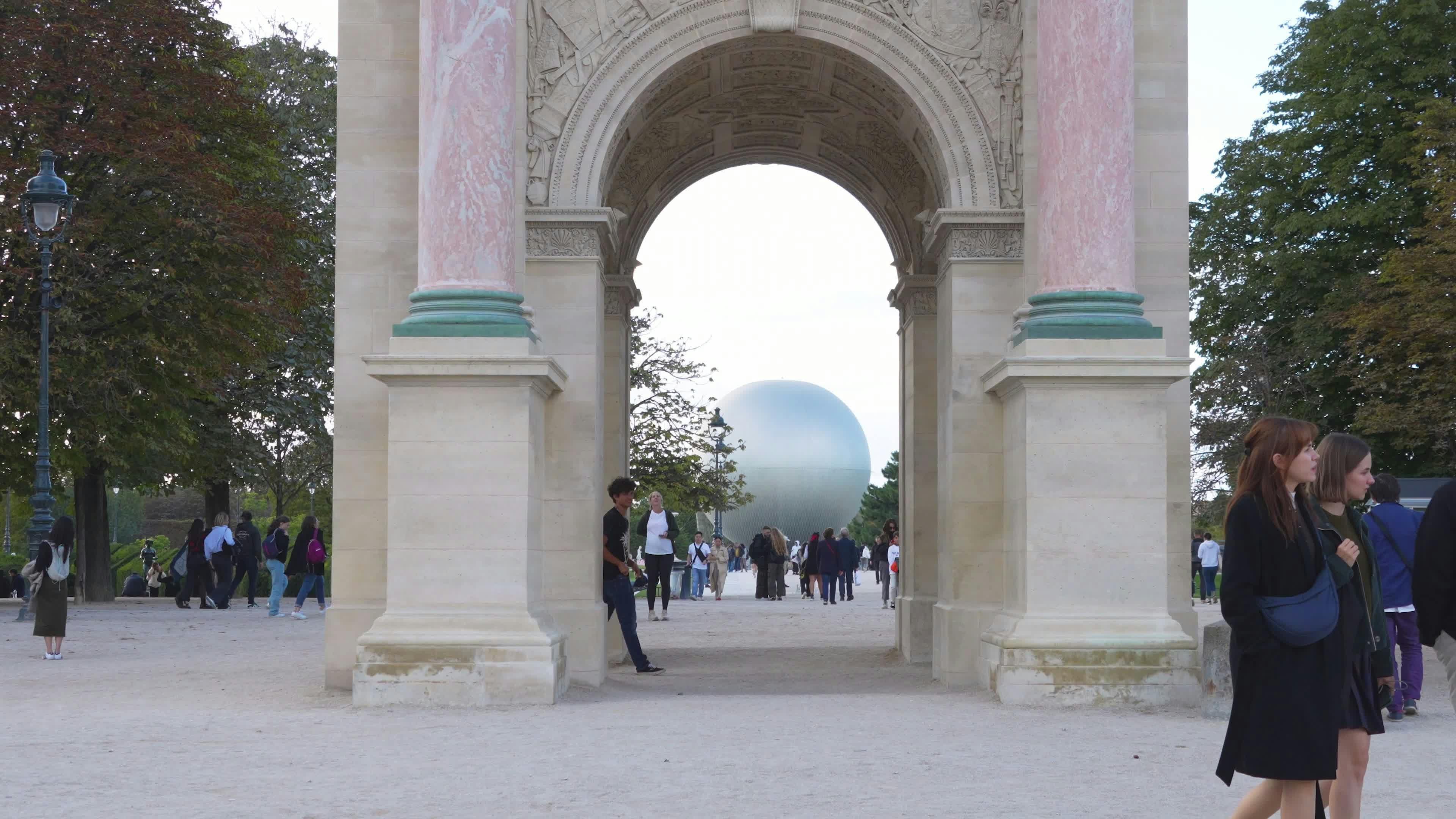 Paris Archway with Louvre in Background Free Stock Video Footage ...